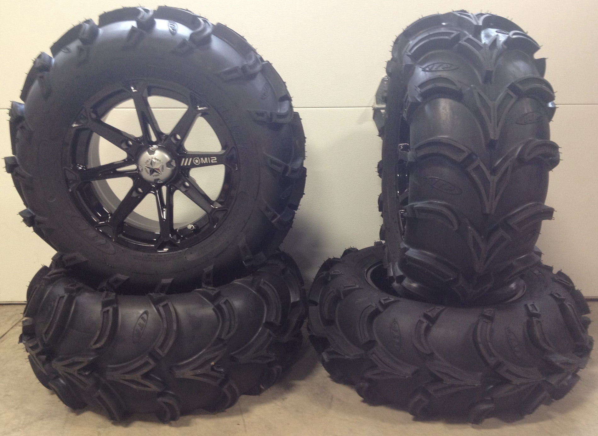 MSA Black Diesel 14" ATV Wheels 27" Mud Lite XL Tires Honda Rincon ...