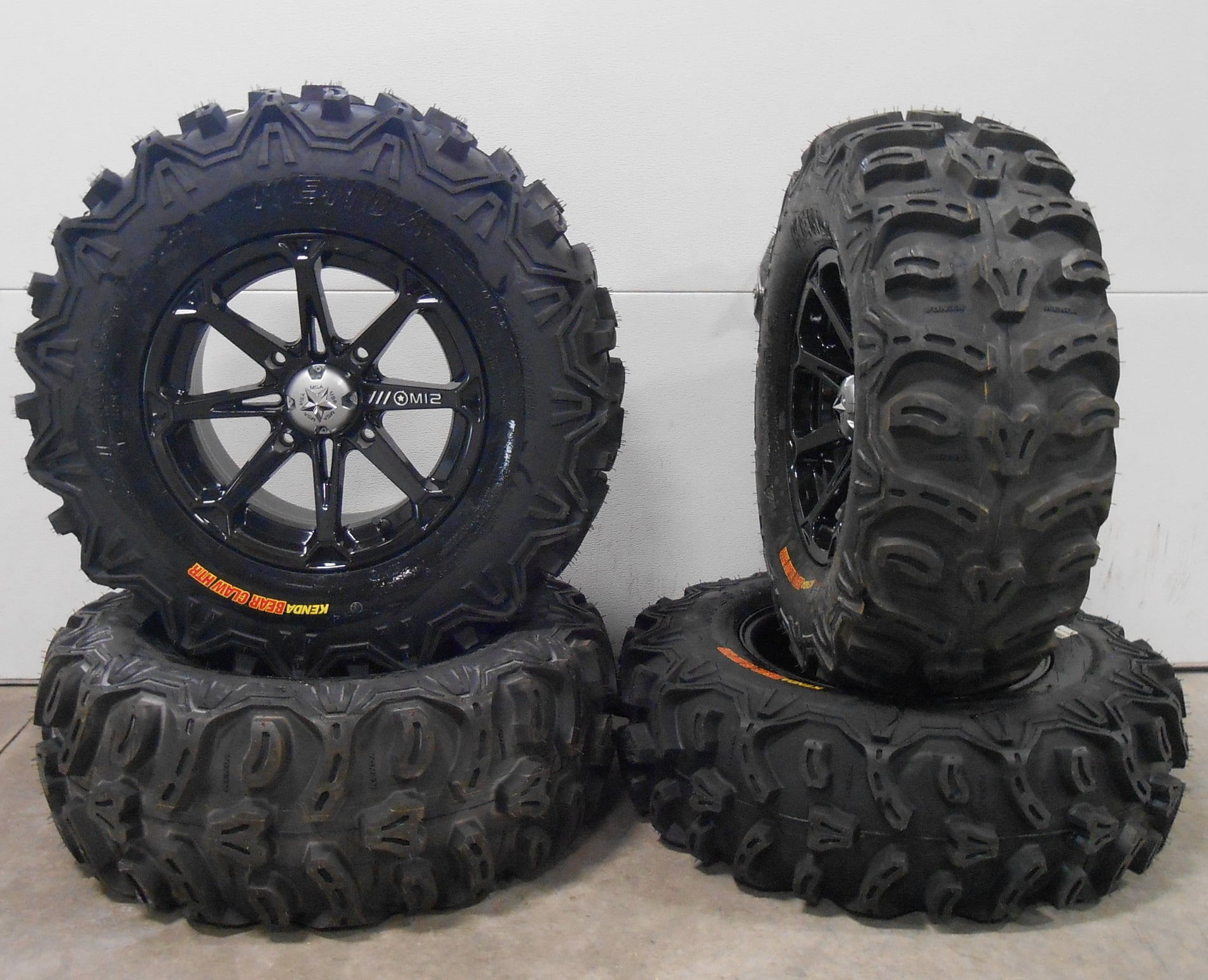 MSA Black Diesel 14" ATV Wheels 28" Bear Claw HTR Tires Can-Am Commander Maverick Renegade ...