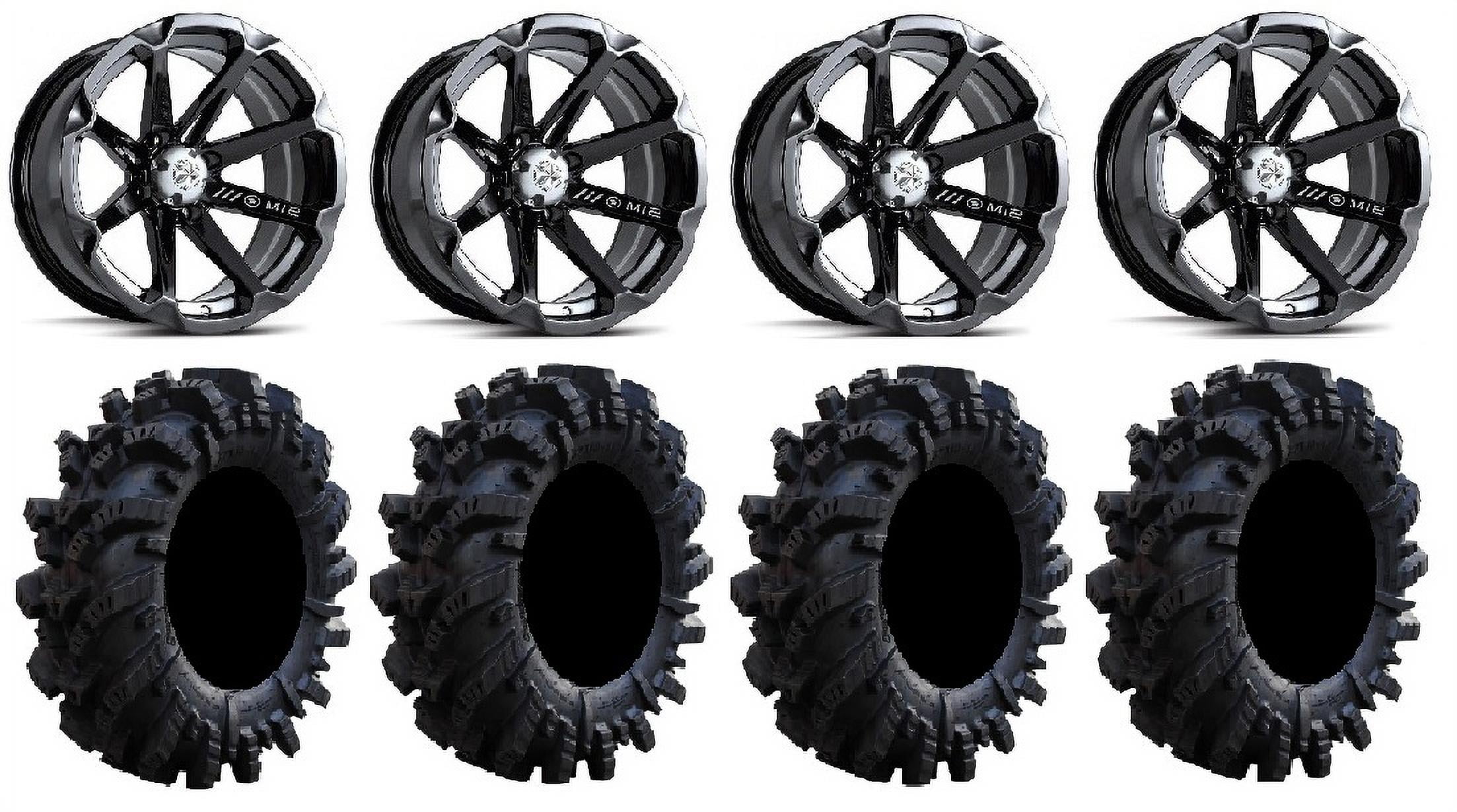 MSA Black Diesel 14" ATV Wheels 28" Intimidator Tires Honda Rincon ...