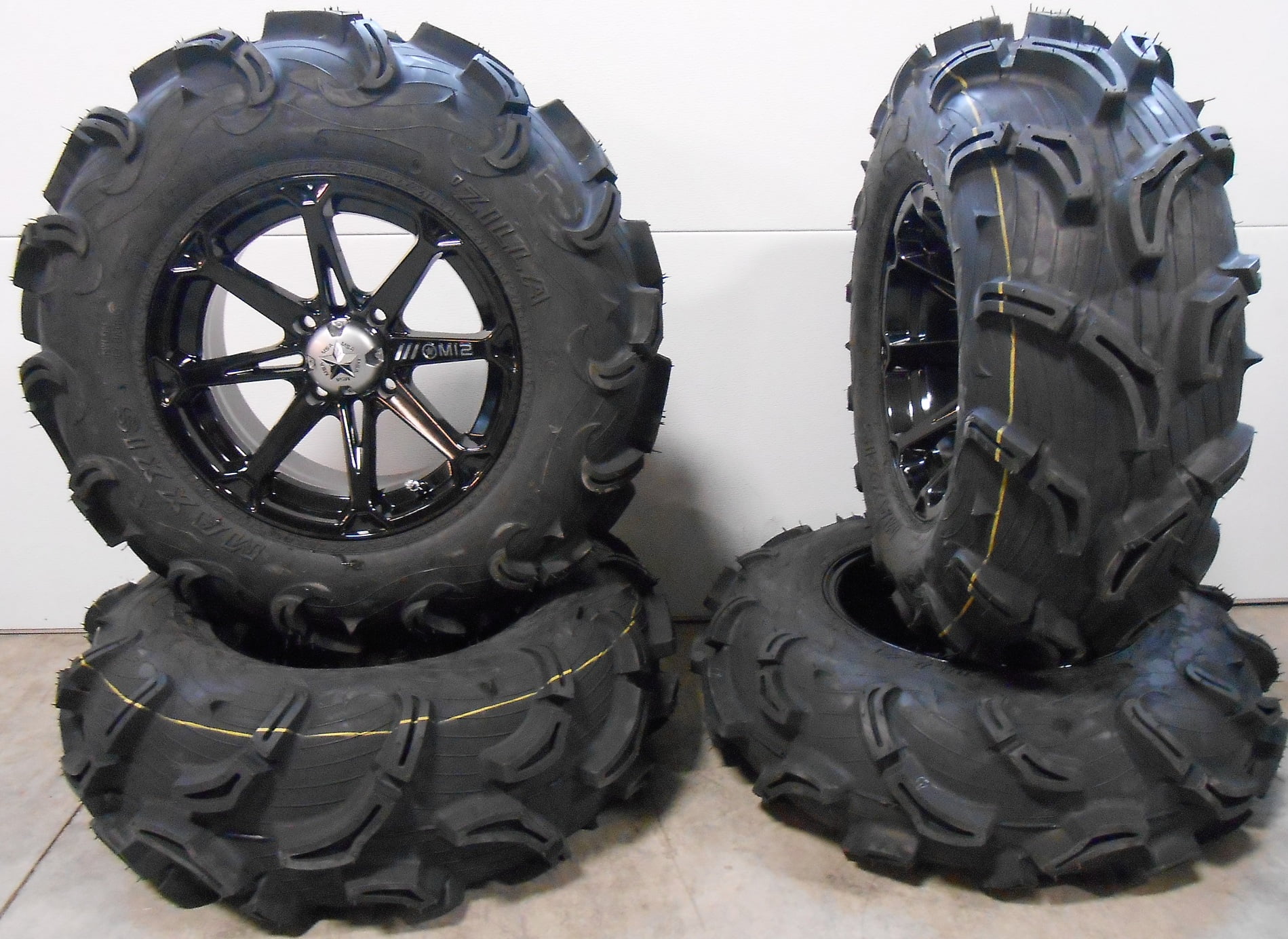 MSA Black Diesel 14" ATV Wheels 28" Zilla Tires Honda Foreman Rancher ...
