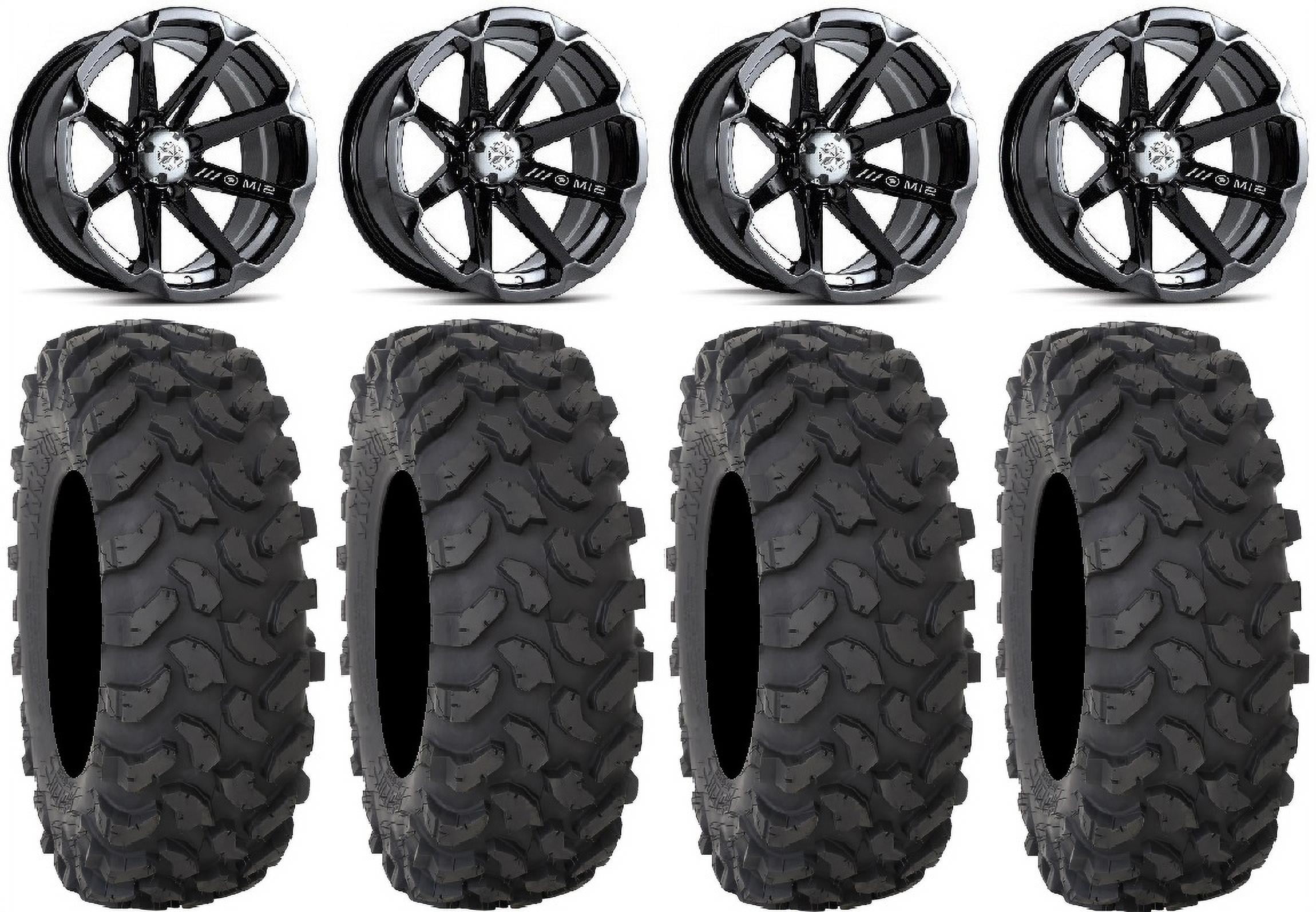 MSA Black Diesel 14" ATV Wheels 32" XTR370 Tires Sportsman RZR Ranger ...