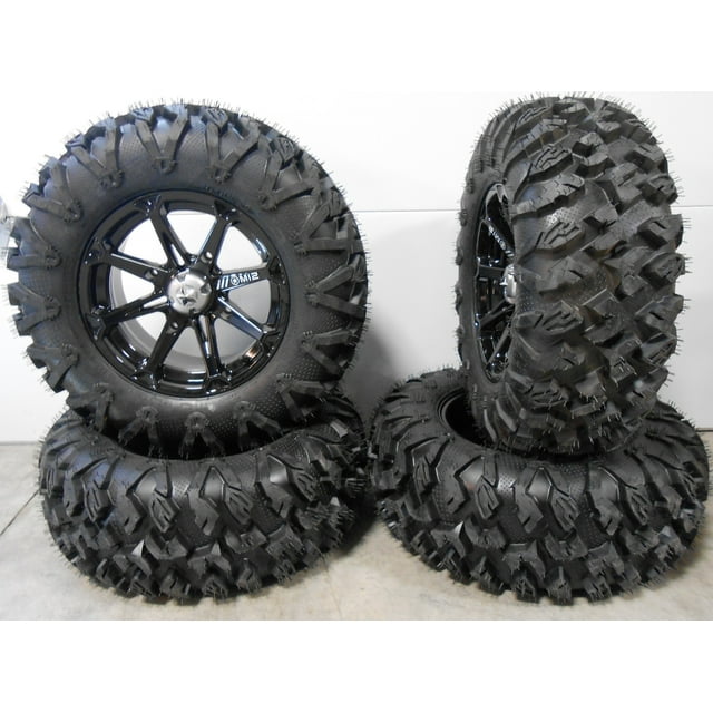 MSA Black Diesel 14" UTV Wheels 27" MotoClaw Tires Polaris RZR XP 1000 ...