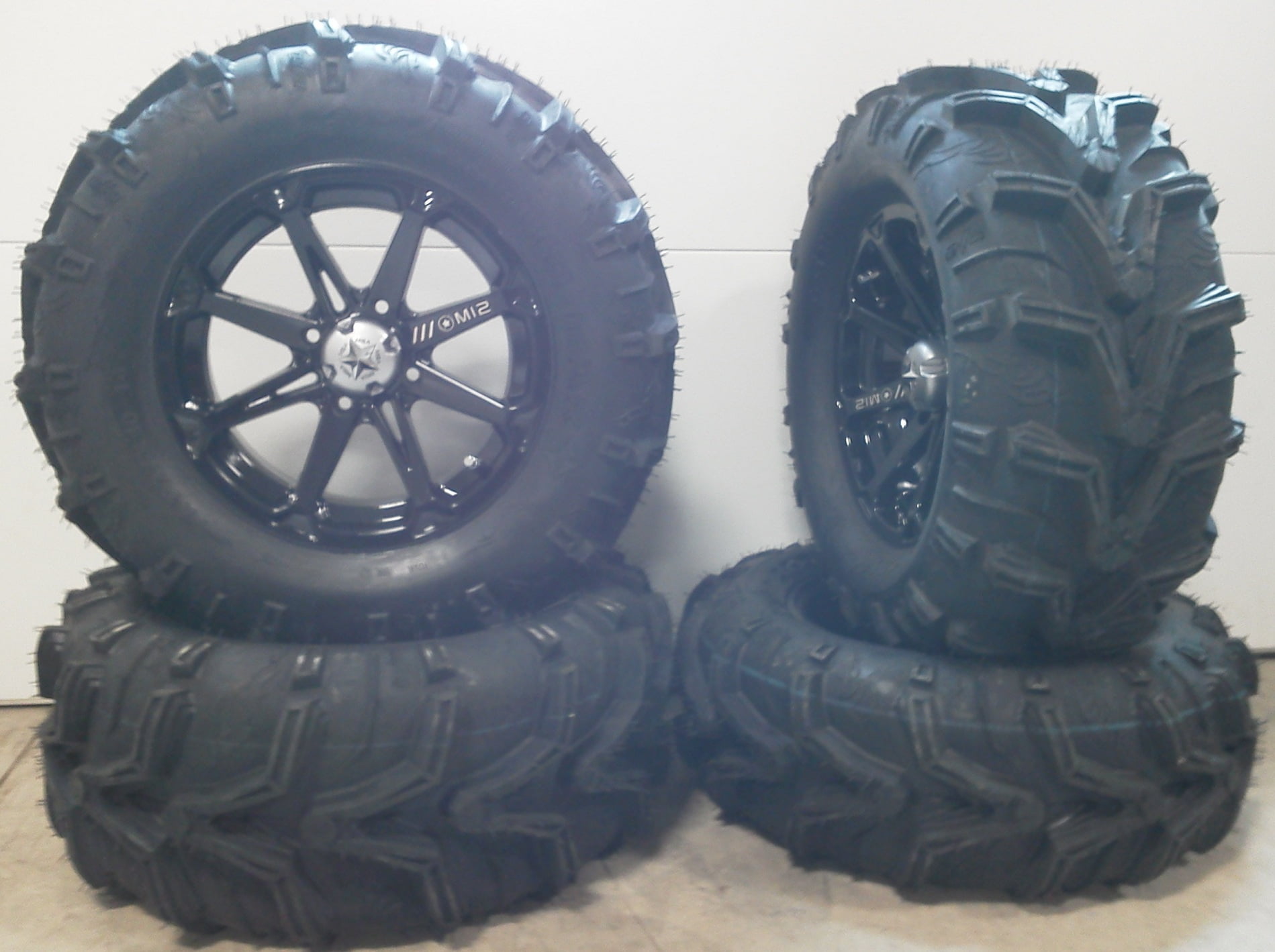 MSA Black Diesel 14" UTV Wheels 27" MotoMax Tires Yamaha Viking ...