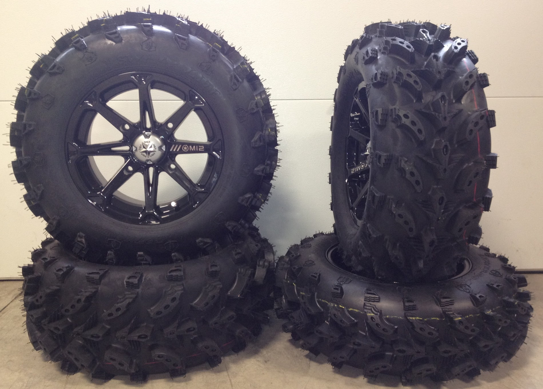 MSA Black Diesel 14" UTV Wheels 27" Swamp Lite Tires Yamaha Viking ...