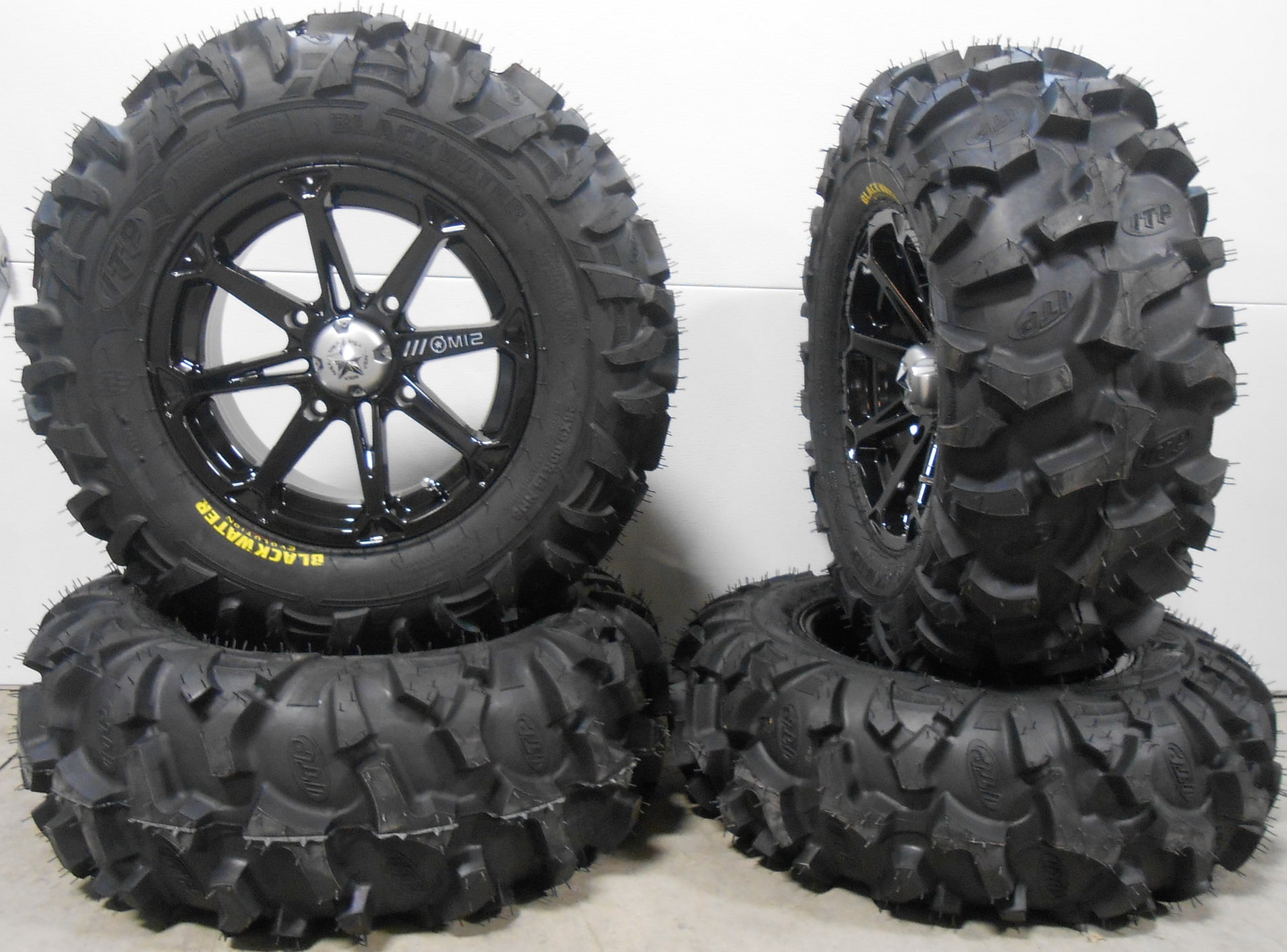 MSA Black Diesel 14" UTV Wheels 28" Blackwater Tires Yamaha Viking ...