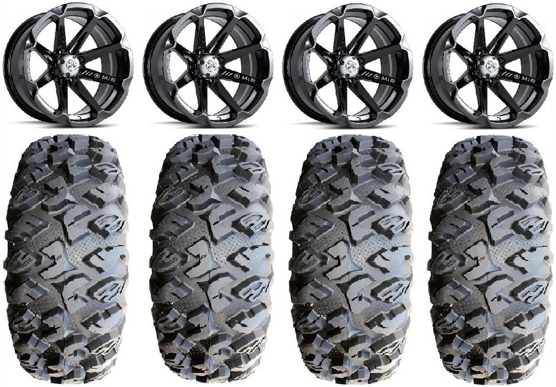 MSA Black Diesel 14" UTV Wheels 28" MotoClaw Tires Can-Am Maverick X3 ...
