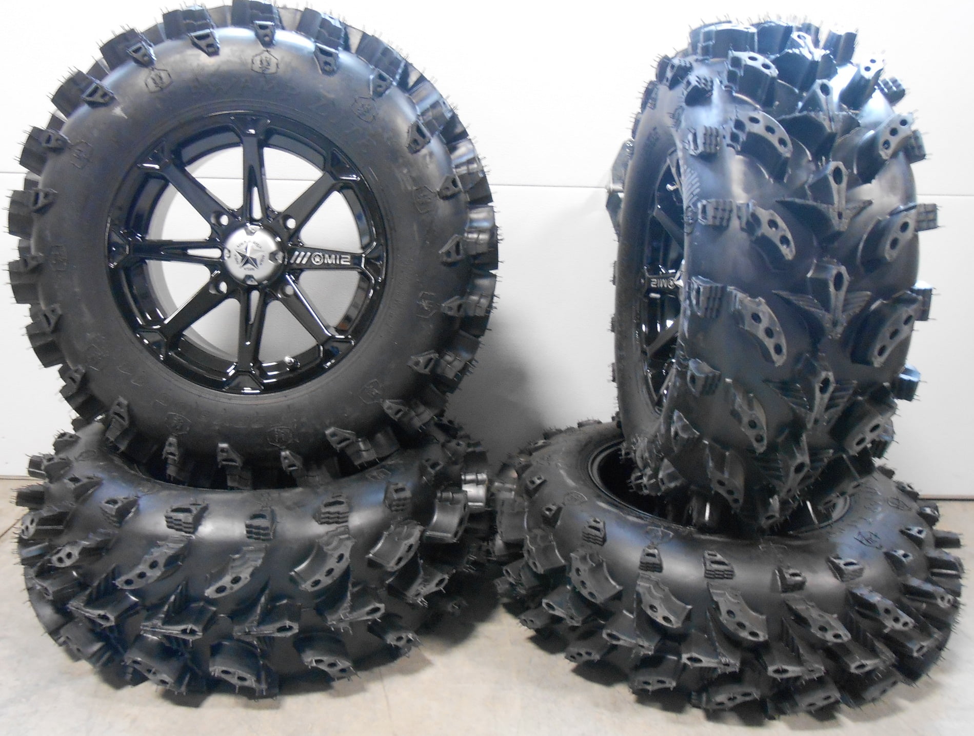 MSA Black Diesel 14" UTV Wheels 28" Swamp Lite Tires Yamaha Viking ...