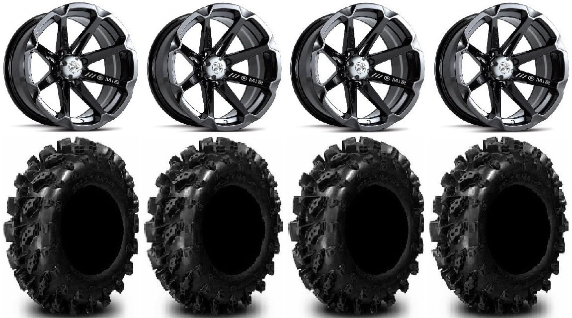 MSA Black Diesel 14" UTV Wheels 29.5" Swamp Lite Tires Yamaha Viking ...