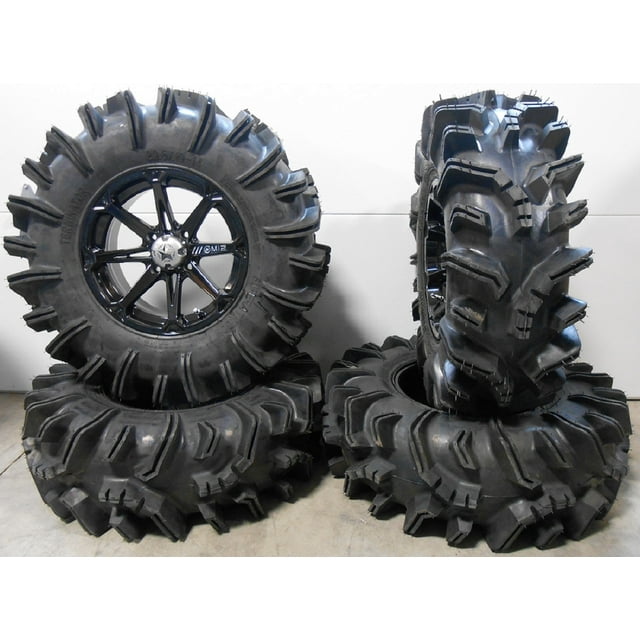 MSA Black Diesel 14" UTV Wheels 29.5" Terminator Tires Yamaha Viking ...