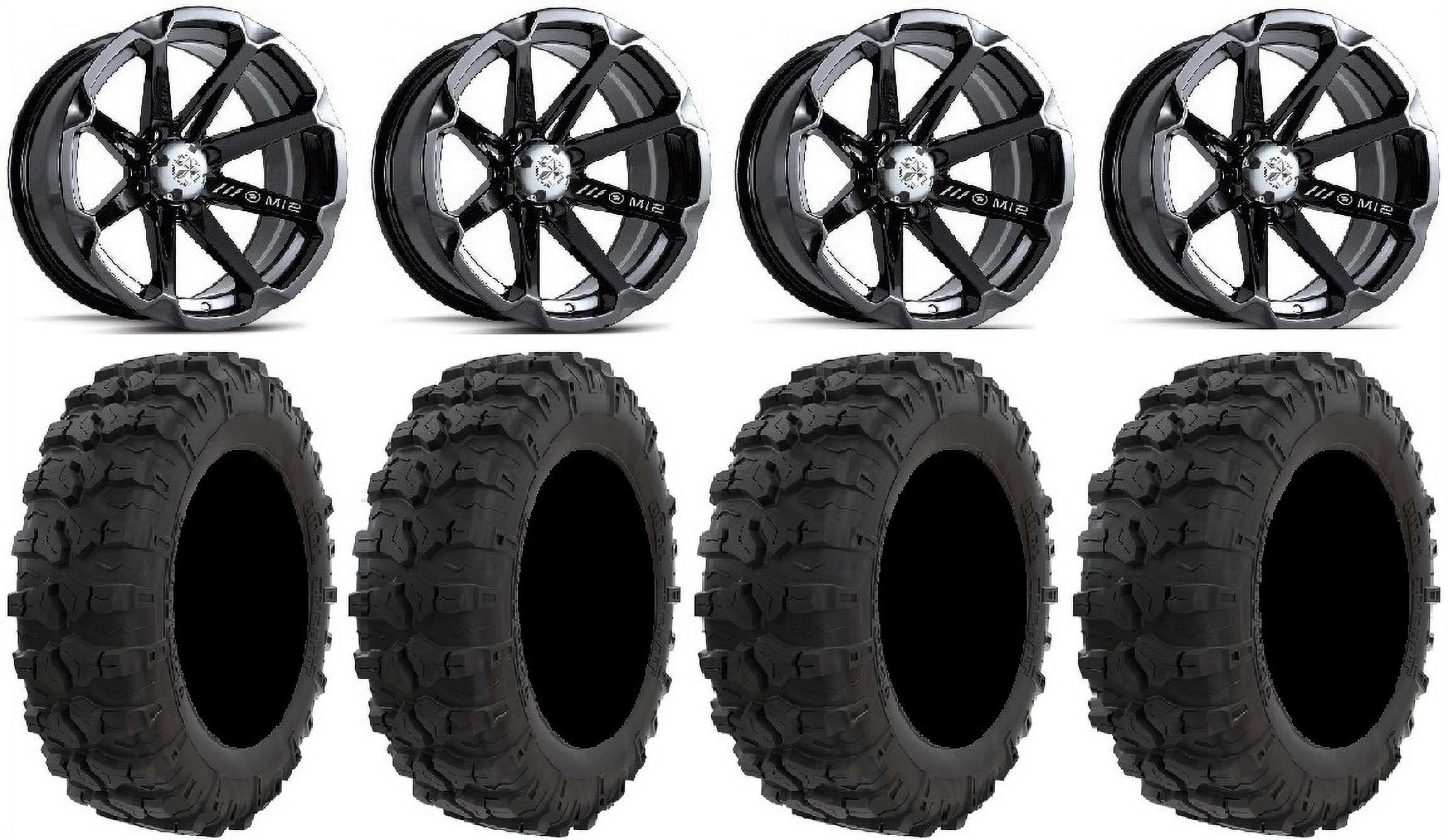 MSA Black Diesel 14" UTV Wheels 29" Dual Theat Tires Yamaha Viking ...