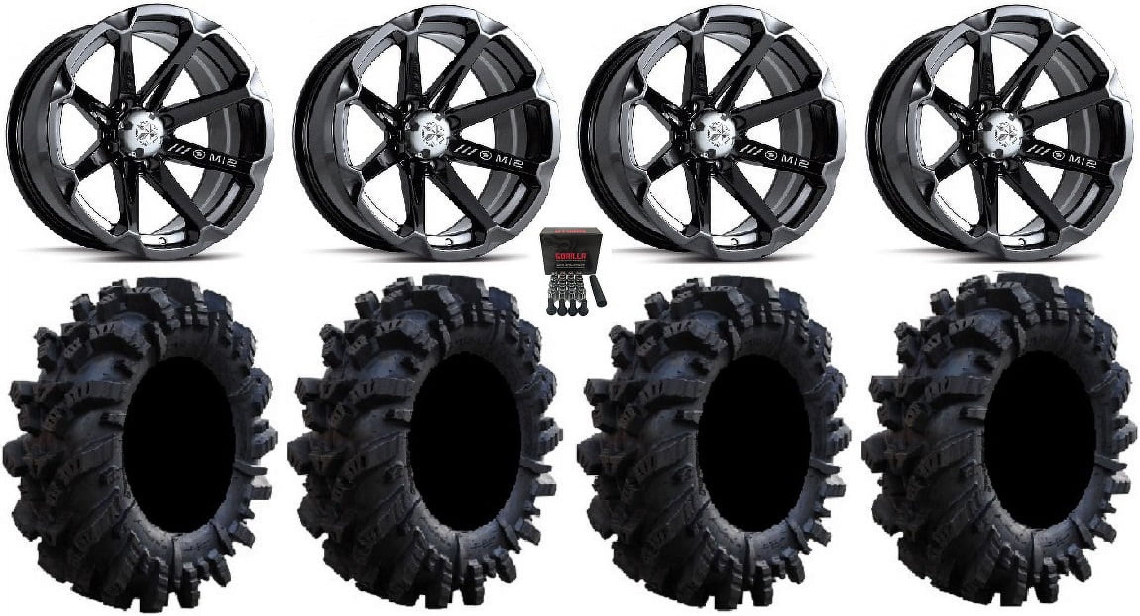 MSA Black Diesel 14" UTV Wheels 30" Intimidator Tires Yamaha Viking ...