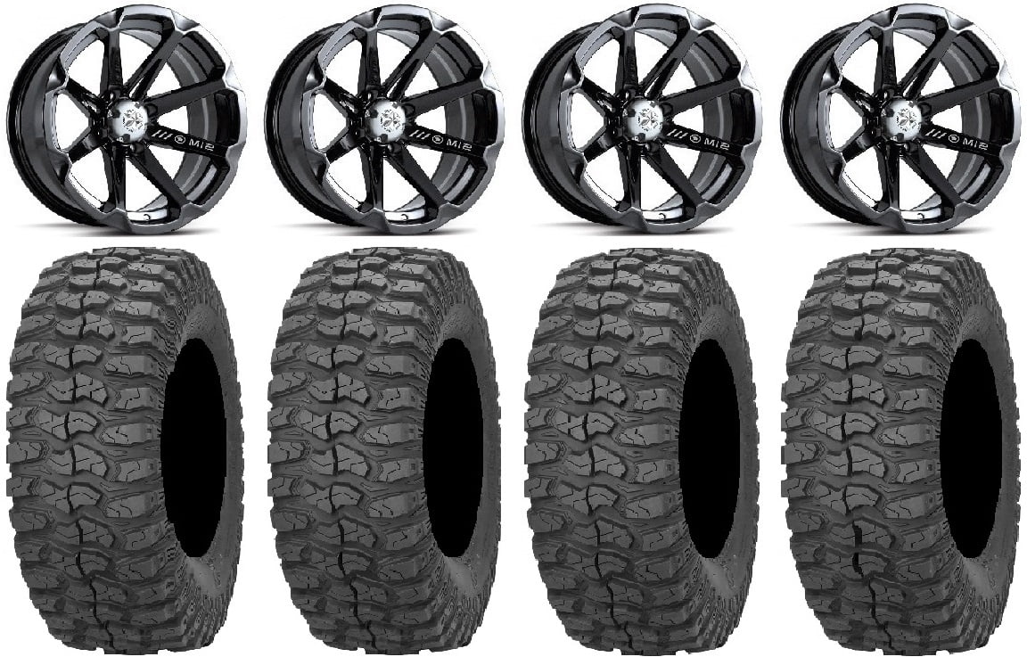 MSA Black Diesel 14" UTV Wheels 32" Rock-A-Billy Tires Yamaha Viking ...