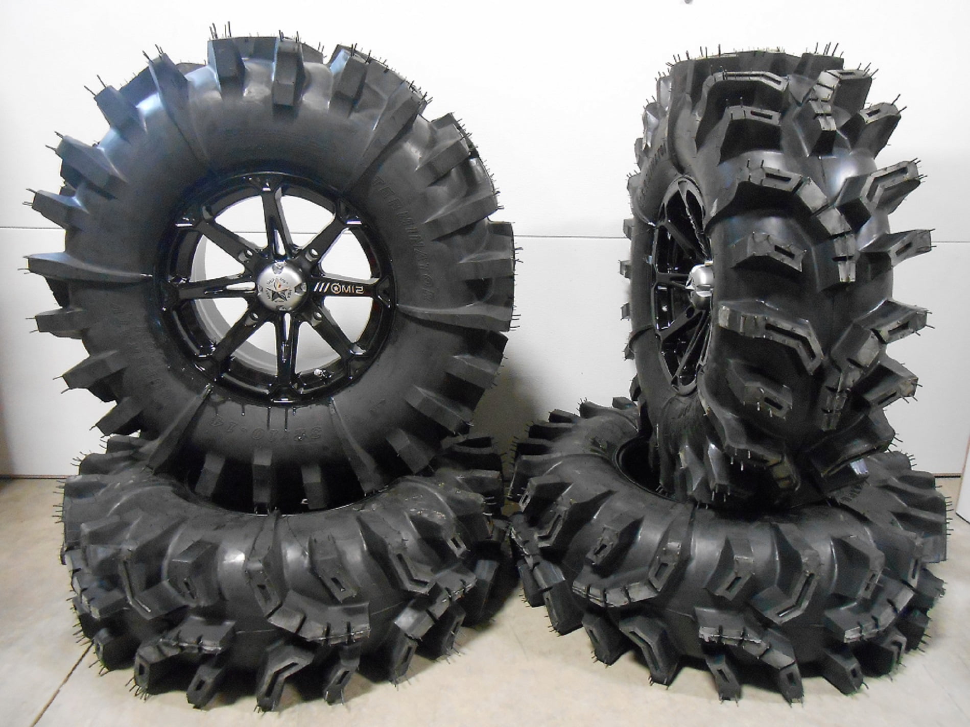 MSA Black Diesel 14" UTV Wheels 32" Terminator Tires Can-Am Maverick X3 ...