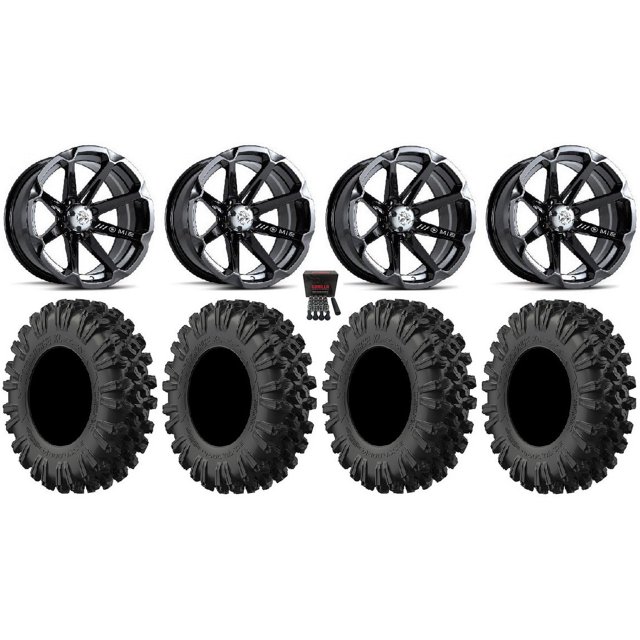 MSA Black Diesel 15" ATV Wheels 37" MotoRavage XL Tires Sportsman RZR ...
