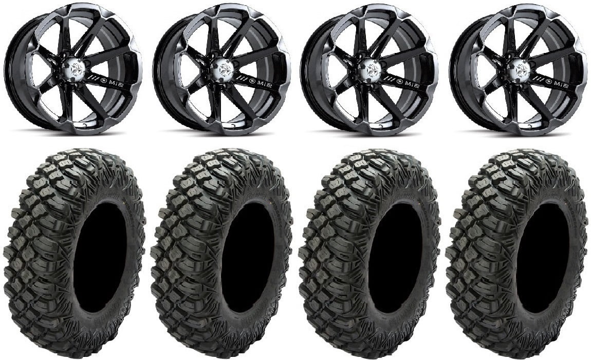 MSA Black Diesel 15" UTV Wheels 35" Crawler XG Tires Can-Am Maverick X3 ...