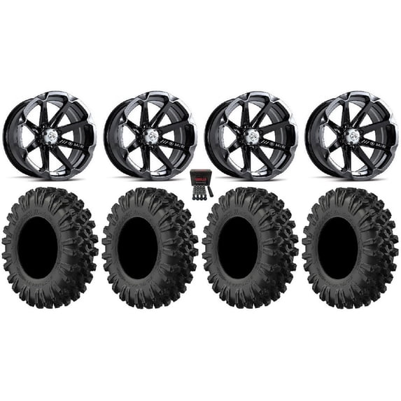 MSA Black Diesel 15" UTV Wheels 35" MotoRavage XL Tires Can-Am Maverick ...