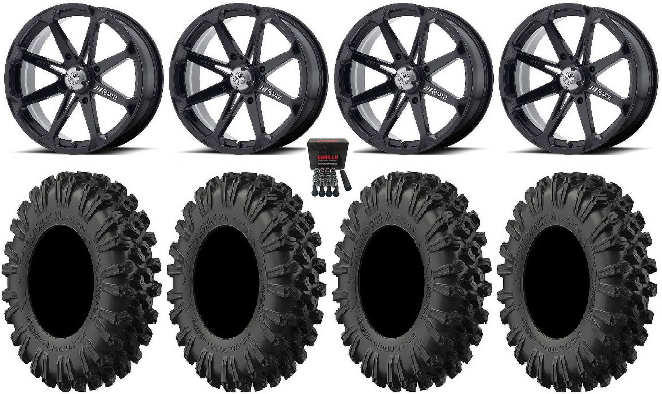 MSA Black Diesel 18" ATV Wheels 40" MotoRavage XL Tires Sportsman RZR ...