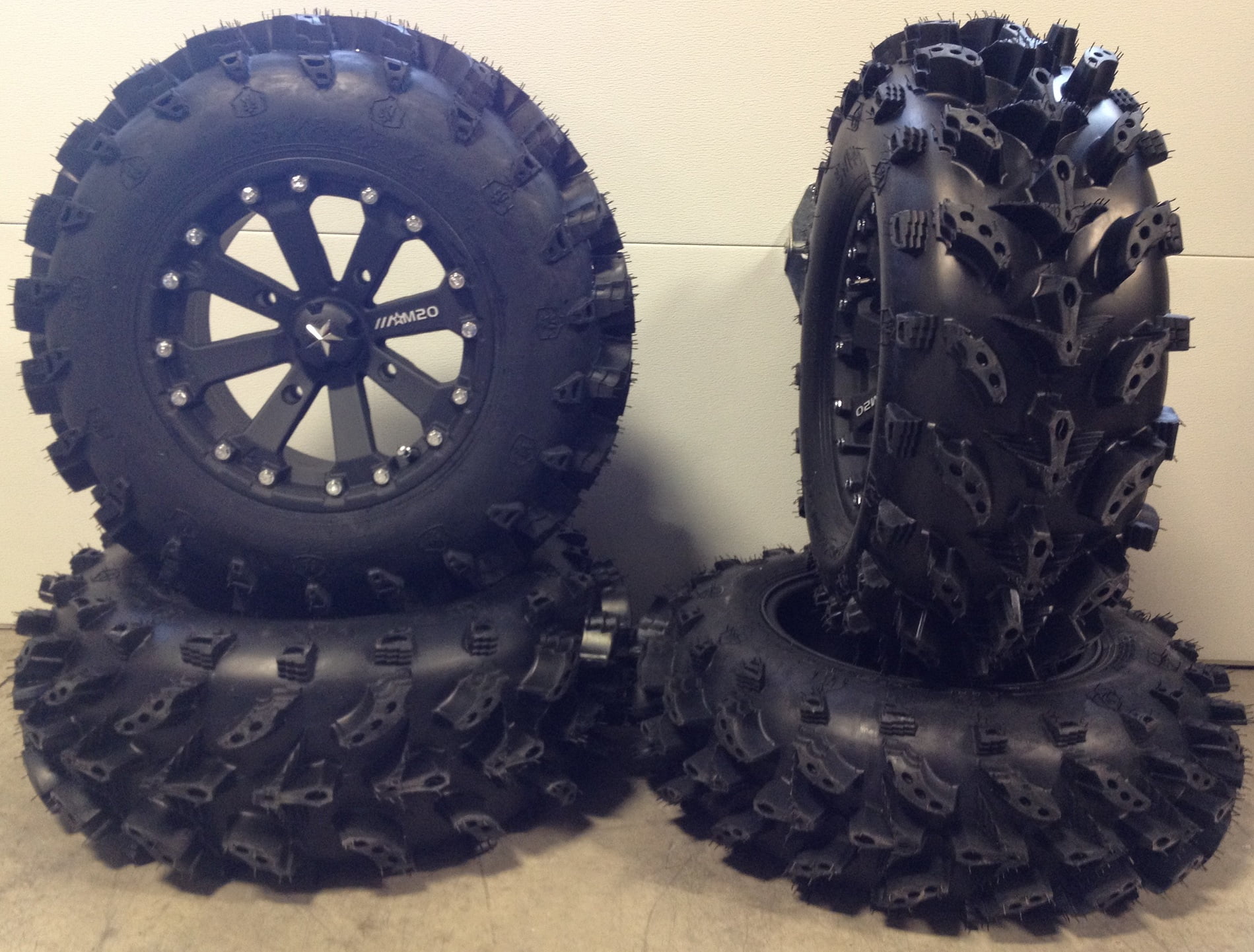 MSA Black Kore 14" ATV Wheels 28" Swamp Lite Tires Honda Foreman ...