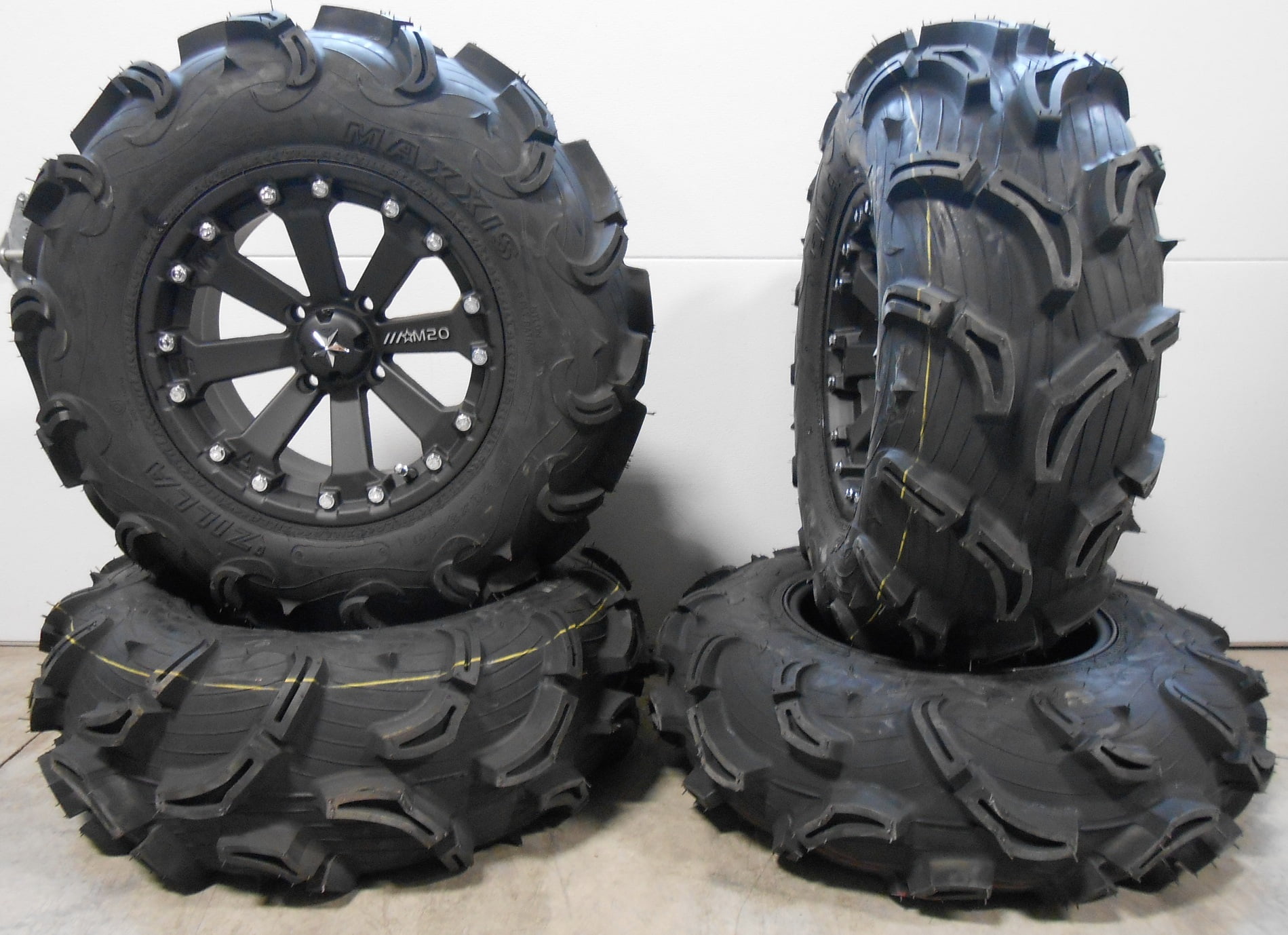 MSA Black Kore 14" ATV Wheels 28" Zilla Tires Honda Foreman Rancher SRA ...