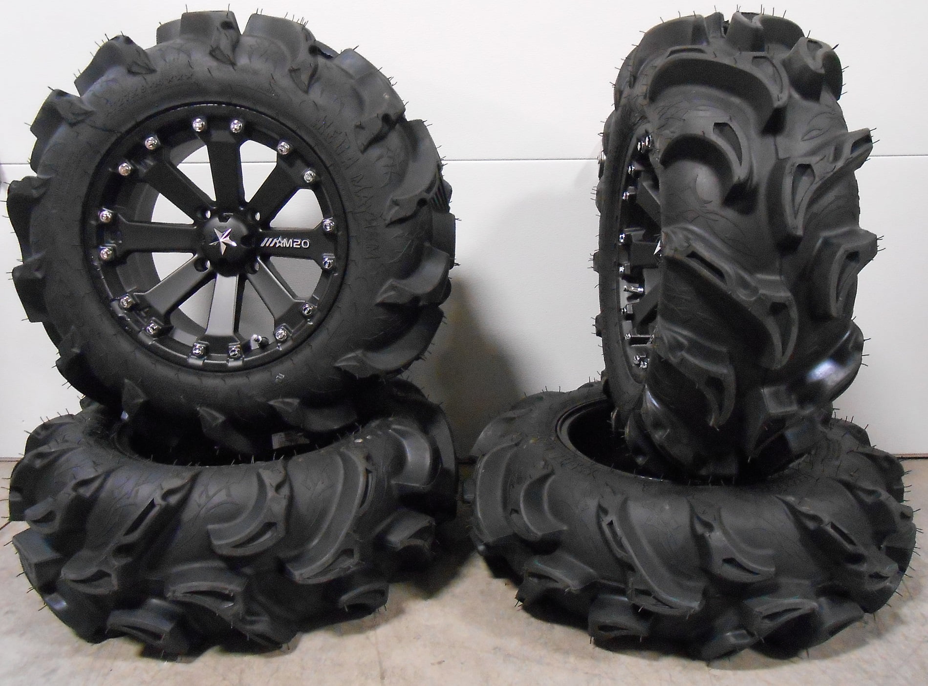 MSA Black Kore 14" UTV Wheels 27" Mega Mayhem Tires Kawasaki Mule Pro ...
