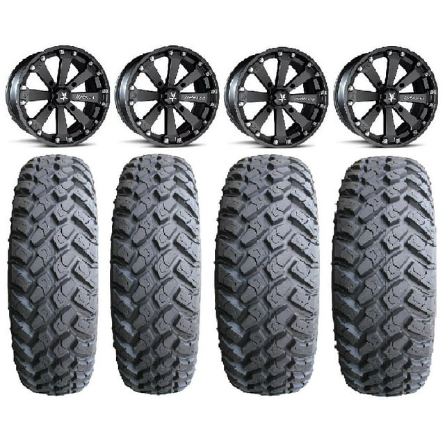 MSA Black Kore 14" UTV Wheels 27" MotoHammer Tires Honda Pioneer - Walmart.com