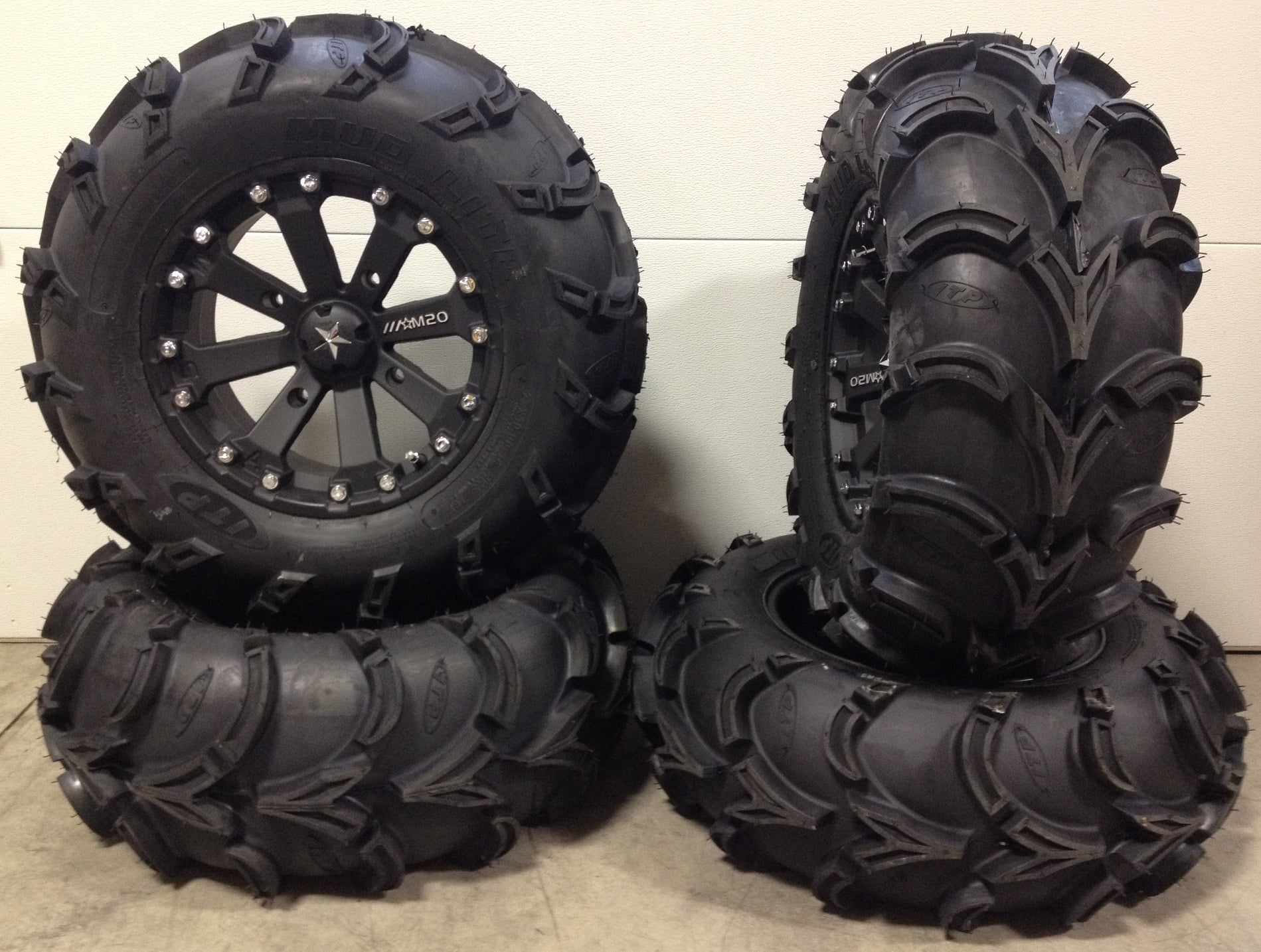 MSA Black Kore 14" UTV Wheels 27" Mud Lite XL Tires Yamaha Viking Wolverine YXZ1000R CFMoto ...