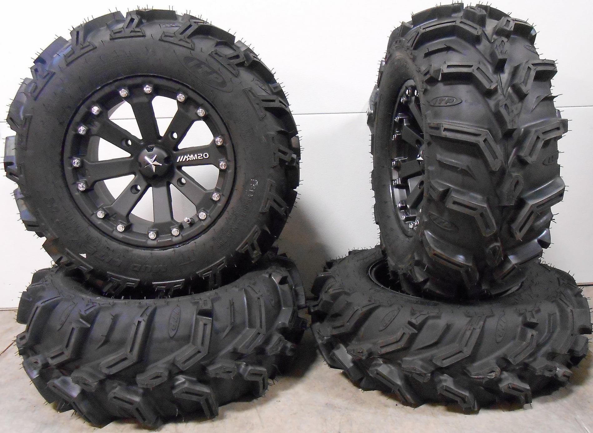 MSA Black Kore 14" UTV Wheels 27" Mud Lite XTR Tires Yamaha Viking Wolverine YXZ1000R CFMoto ...