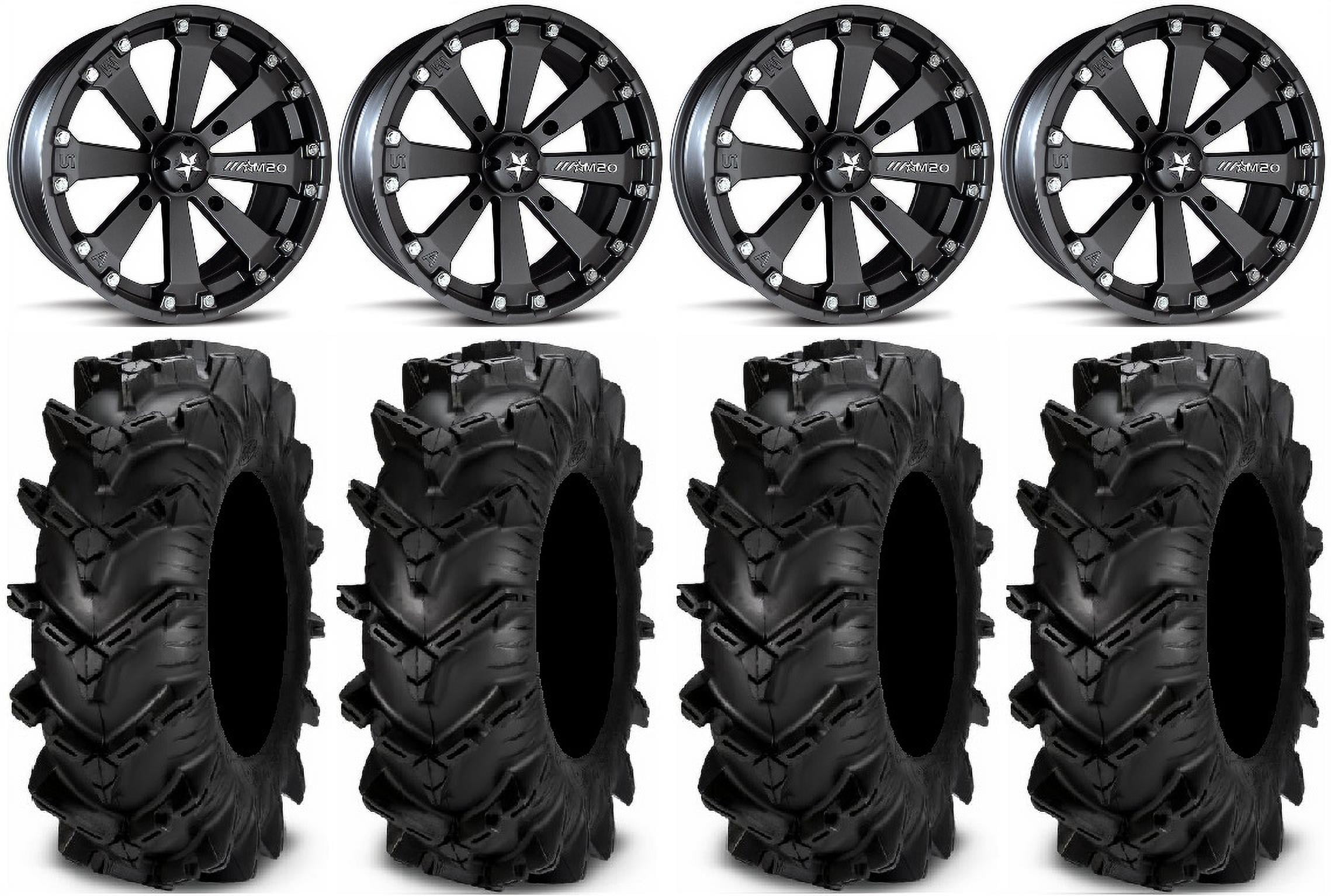 MSA Black Kore 14" UTV Wheels 28" Cryptid Tires Yamaha Viking Wolverine ...