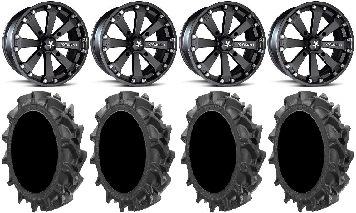 MSA Black Kore 14" UTV Wheels 28" MotoHavok Tires Polaris RZR XP 1000 ...