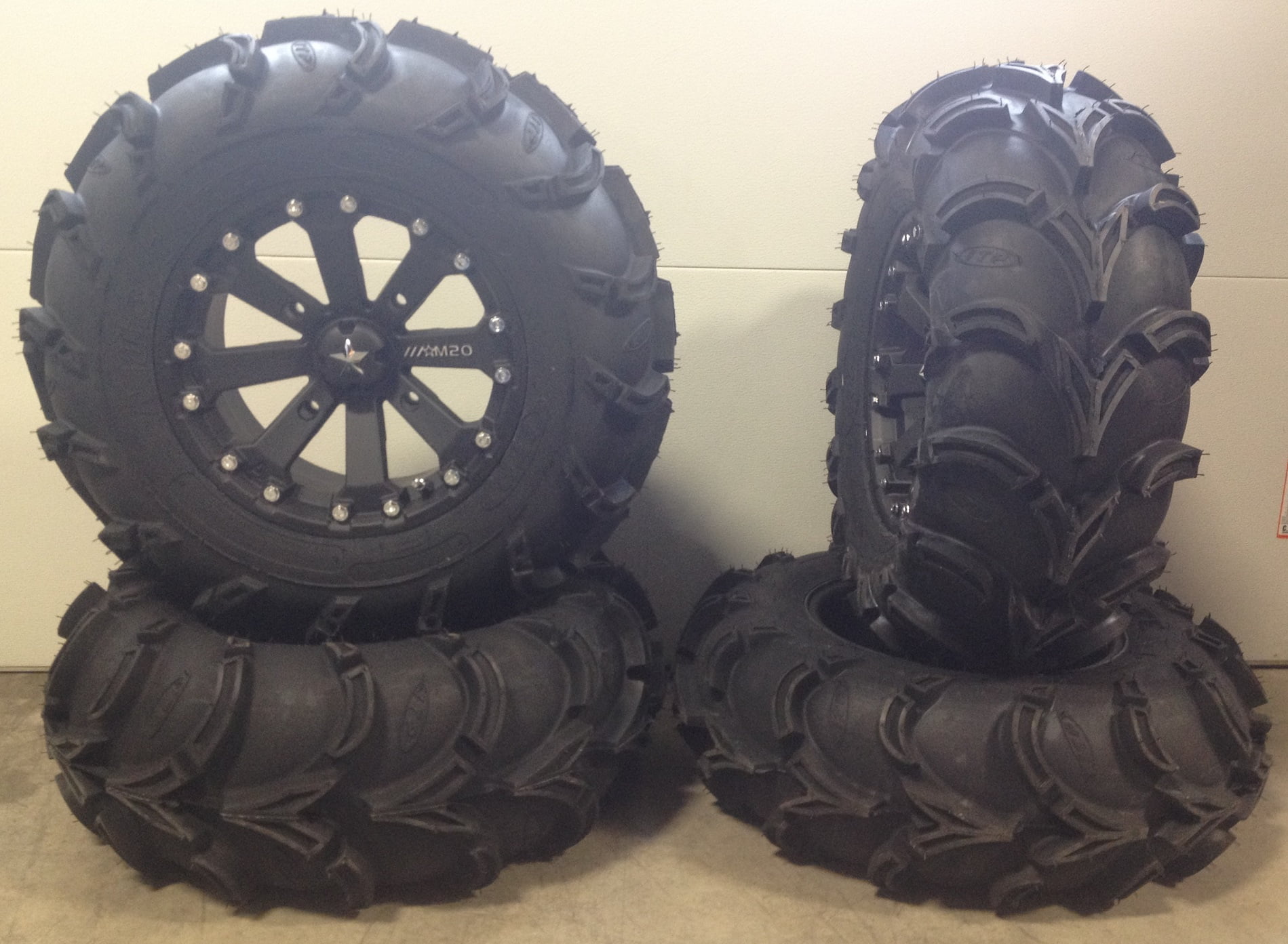 MSA Black Kore 14" UTV Wheels 28" Mud Lite XL Tires Honda Pioneer ...