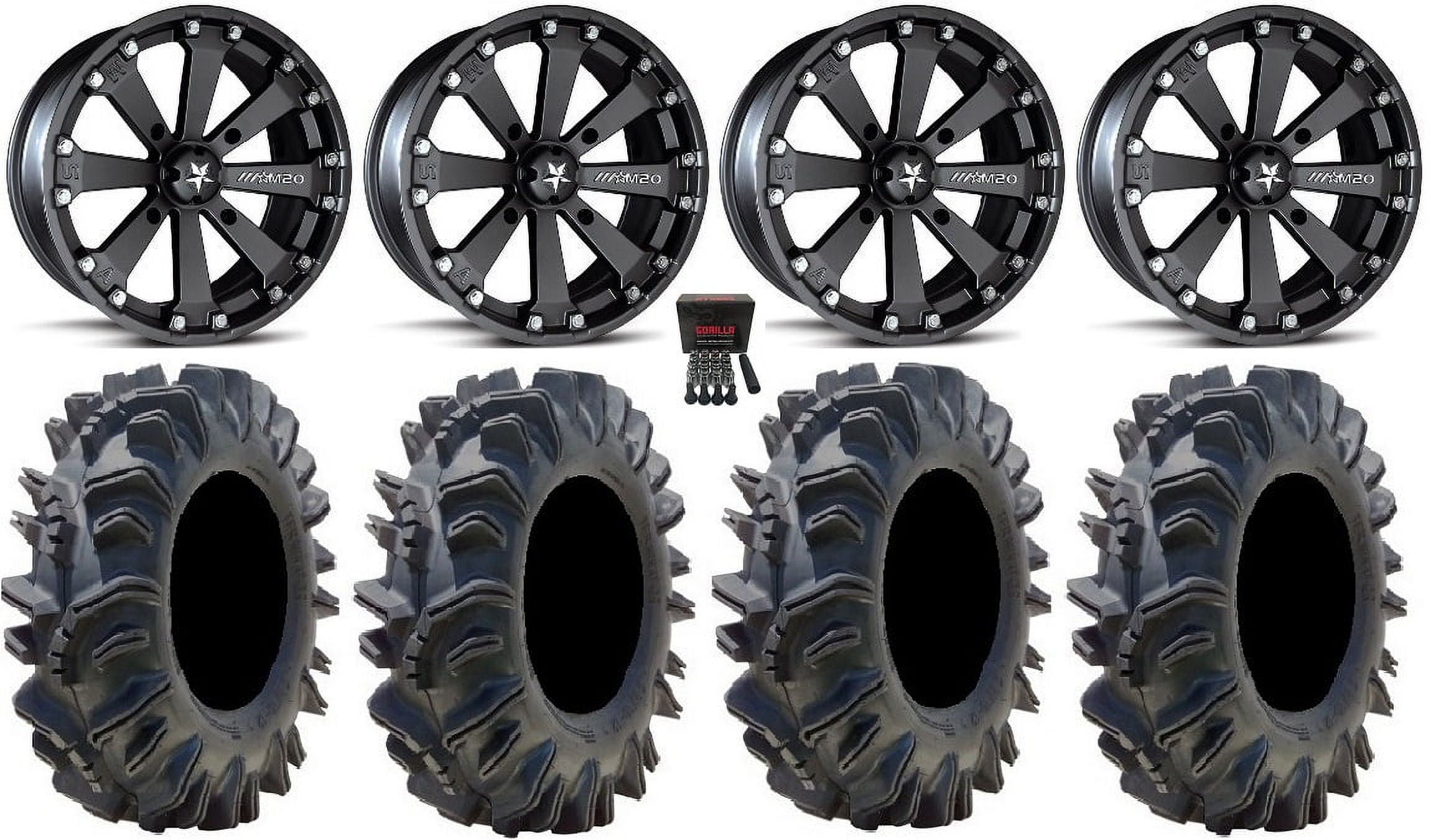 MSA Black Kore 14" UTV Wheels 28" Terminator Tires Yamaha Viking ...