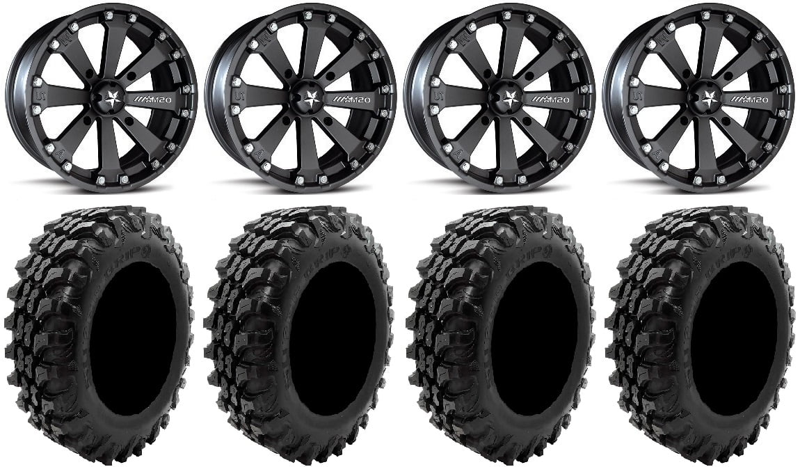 MSA Black Kore 14" UTV Wheels 30" K9 XT Kev Tires Yamaha Viking ...