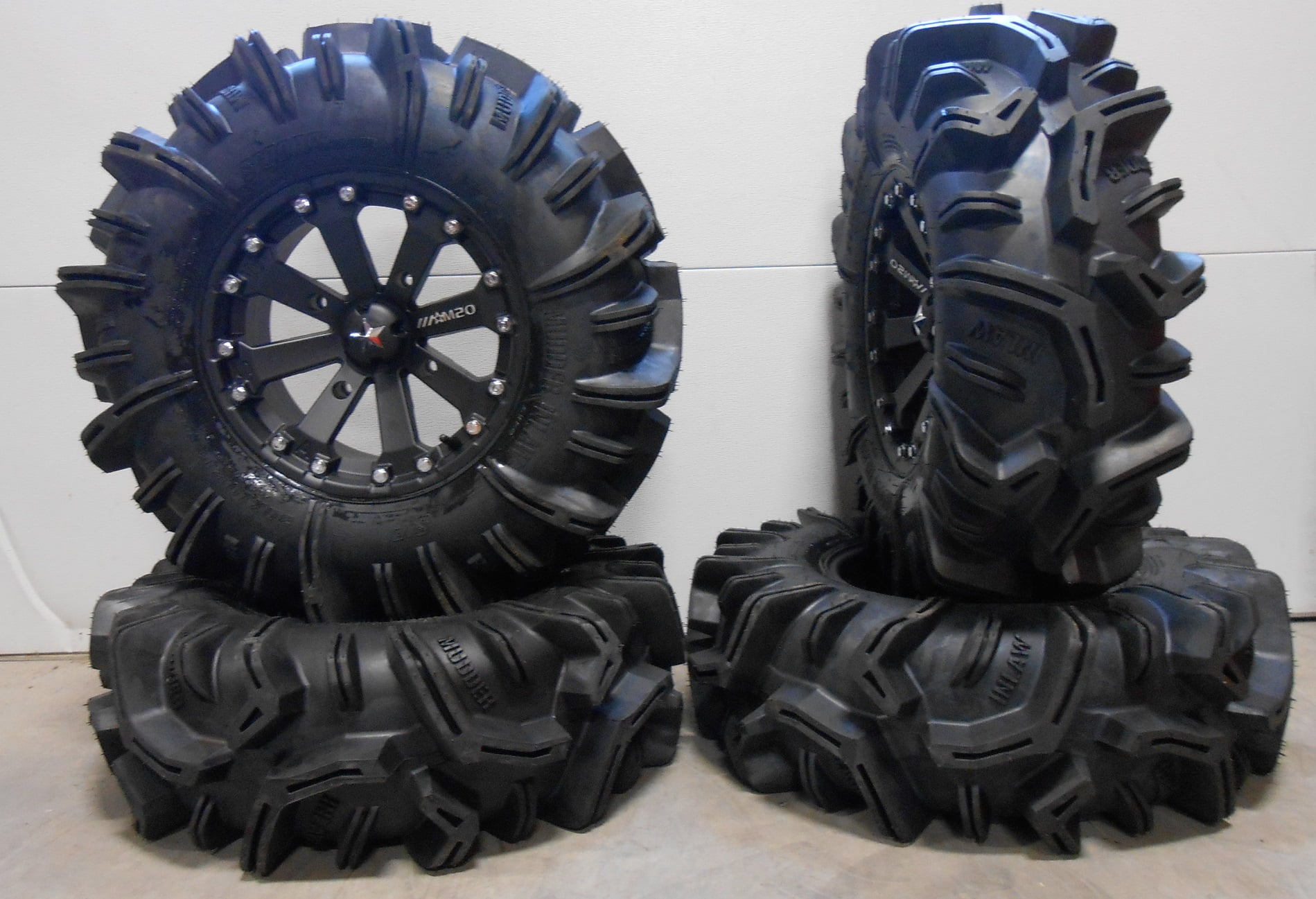 MSA Black Kore 14" UTV Wheels 30" Mudda Inlaw Tires Honda Pioneer - Walmart.com