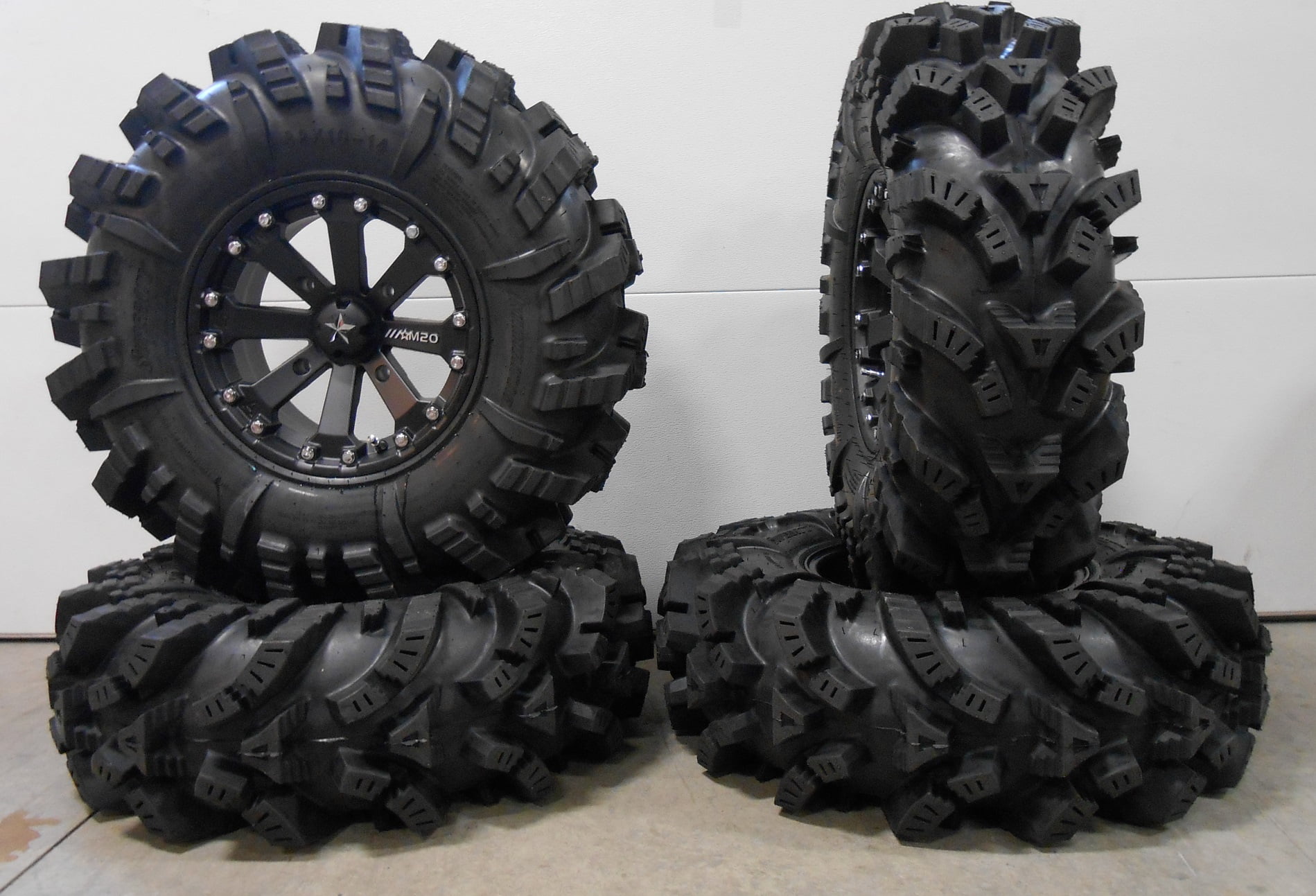 MSA Black Kore 14" UTV Wheels 32" Intimidator Tires Yamaha Viking ...