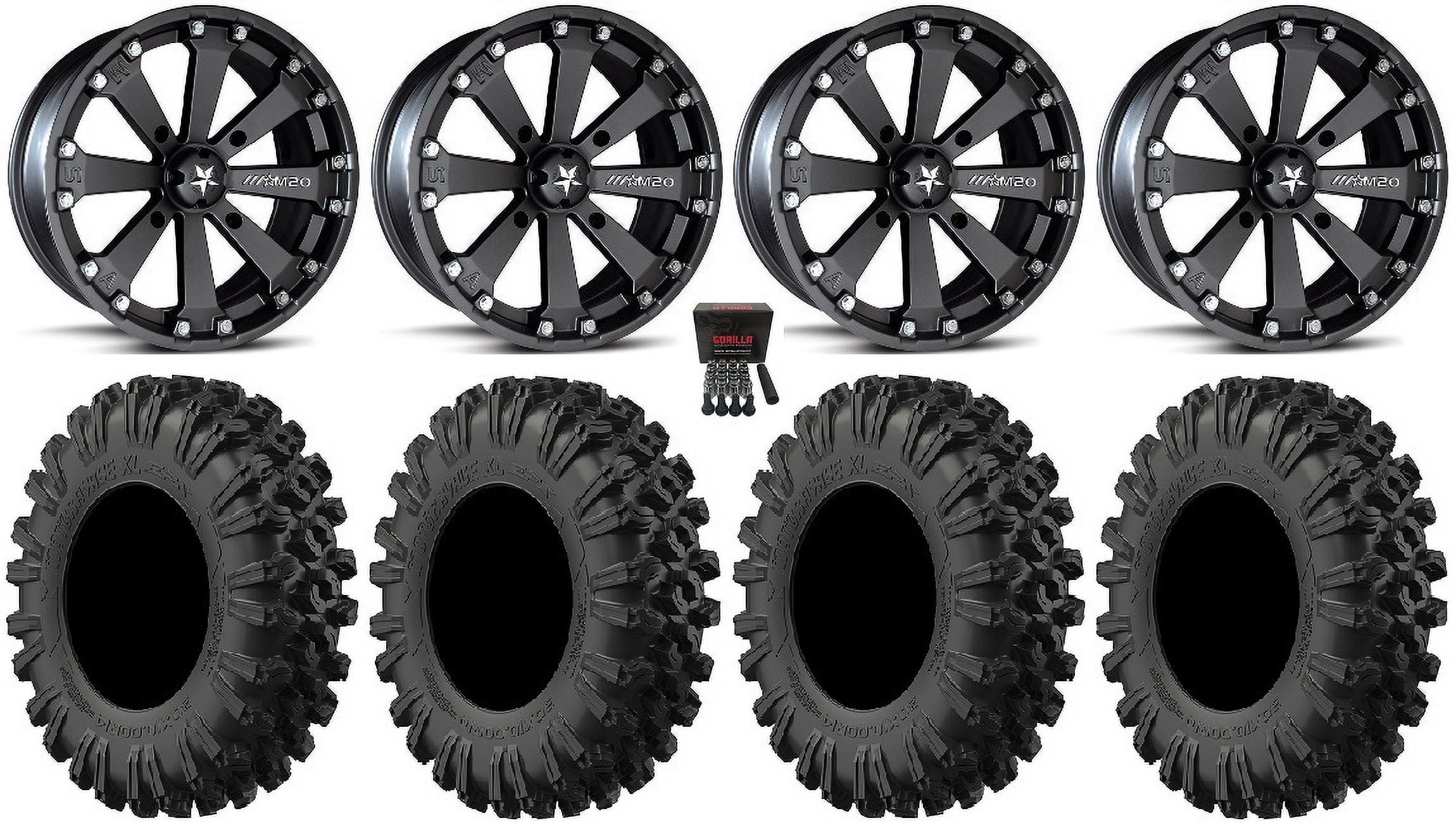 MSA Black Kore 16" UTV Wheels 30" MotoRavage XL Tires Can-Am Maverick ...