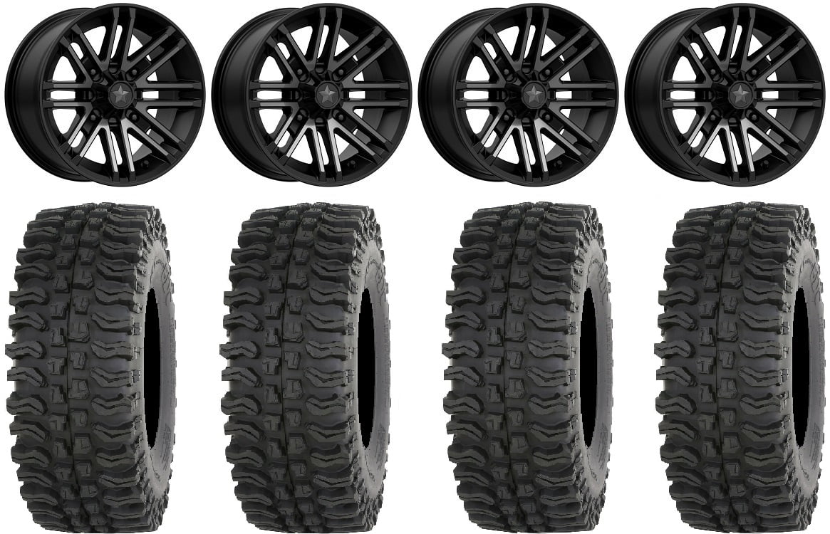 MSA Black Rogue 14" ATV Wheels 30" BDC Tires Can-Am Commander Maverick ...