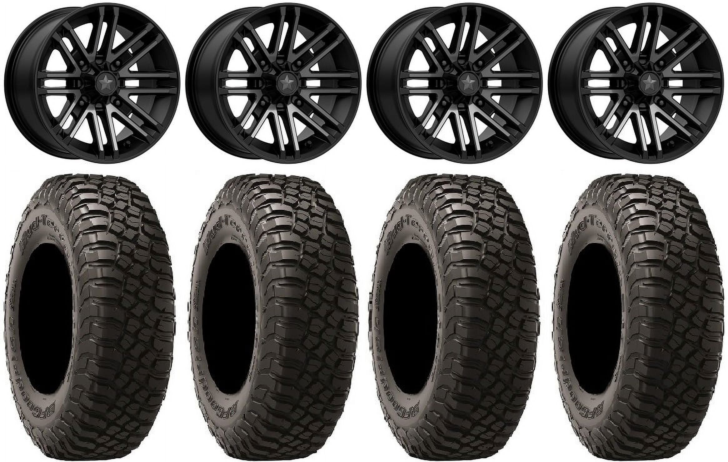 MSA Black Rogue 14" UTV Wheels 30" BFG KM3 Tires Yamaha Viking ...