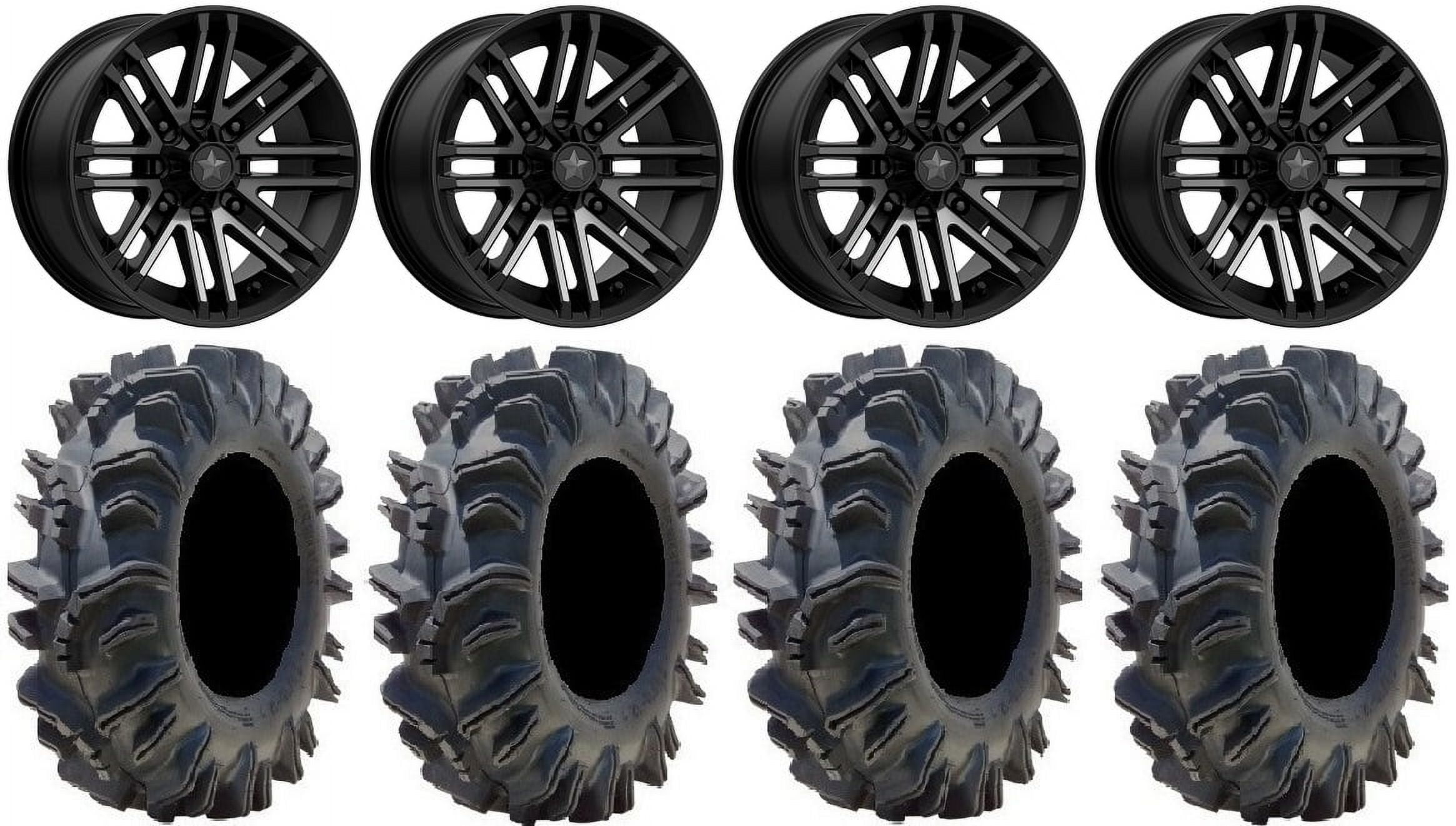MSA Black Rogue 14" UTV Wheels 32" Terminator Tires Yamaha Viking ...
