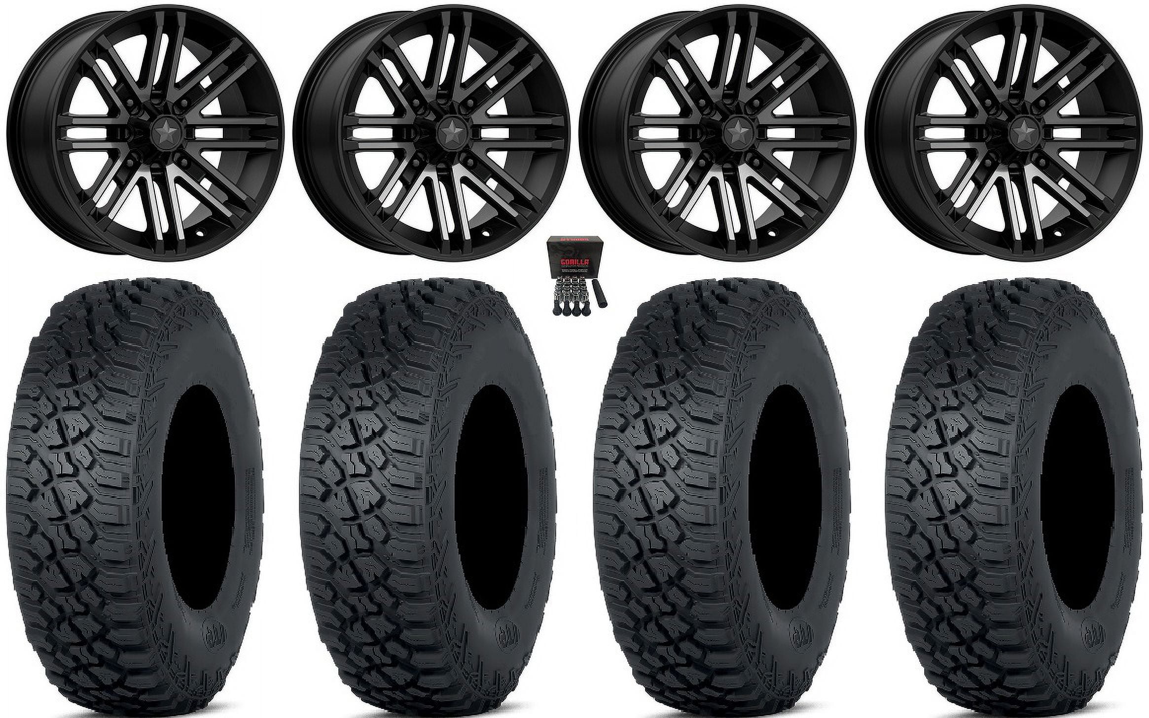 MSA Black Rogue 15" UTV Wheels 35" Tenacity XNR Tires Polaris RZR XP ...