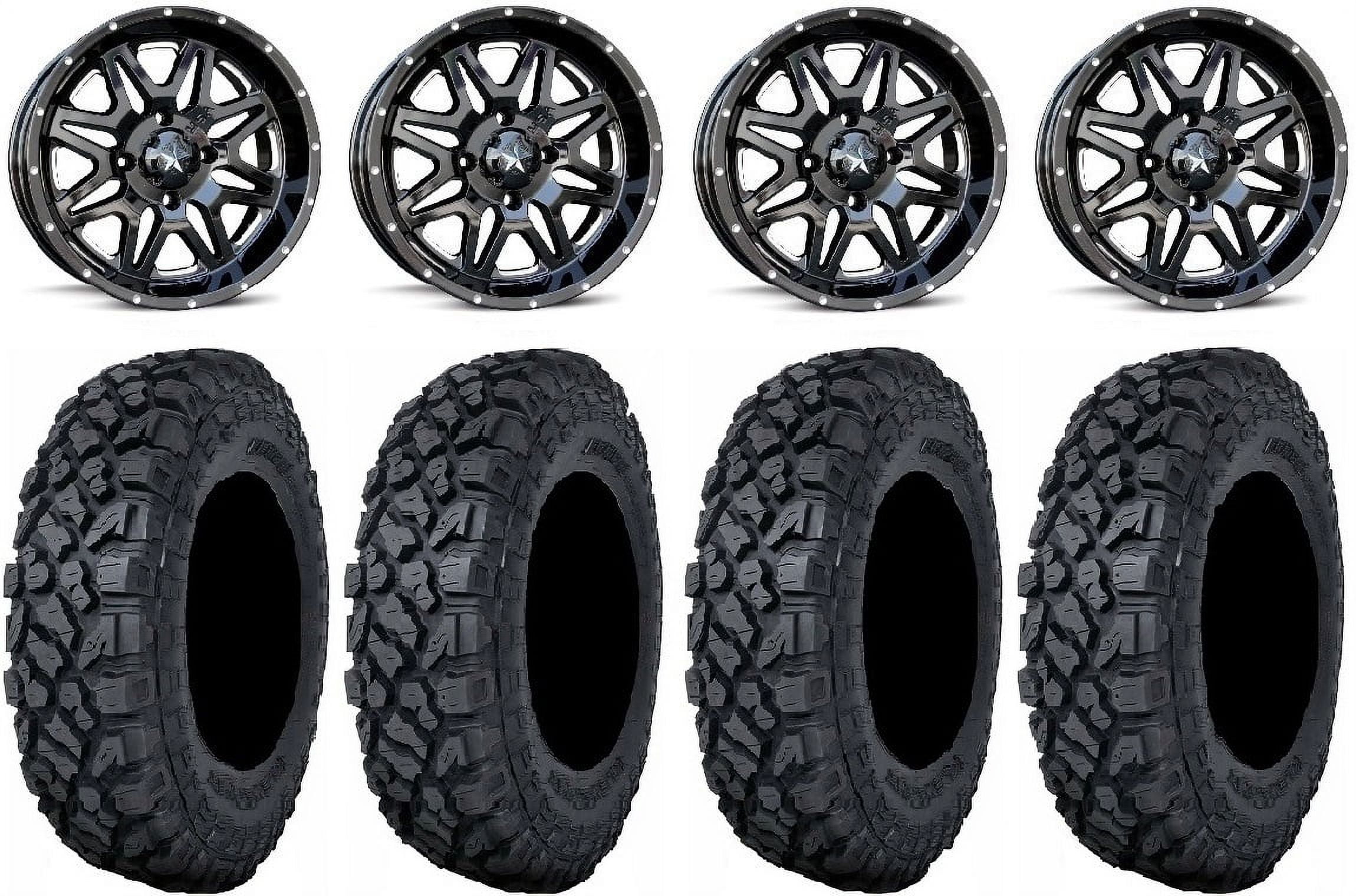 MSA Black Vibe 14" UTV Wheels 28" Klever X/T Tires Polaris RZR XP 1000 ...