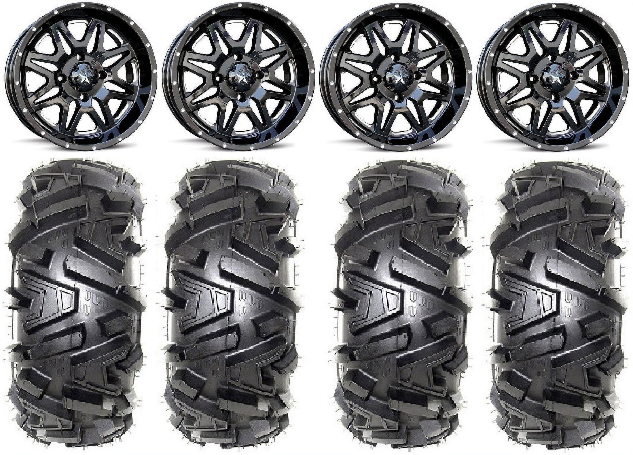 MSA Black Vibe 14" UTV Wheels 30" Moto MTC Tires Yamaha Viking Wolverine YXZ1000R CFMoto ZForce ...