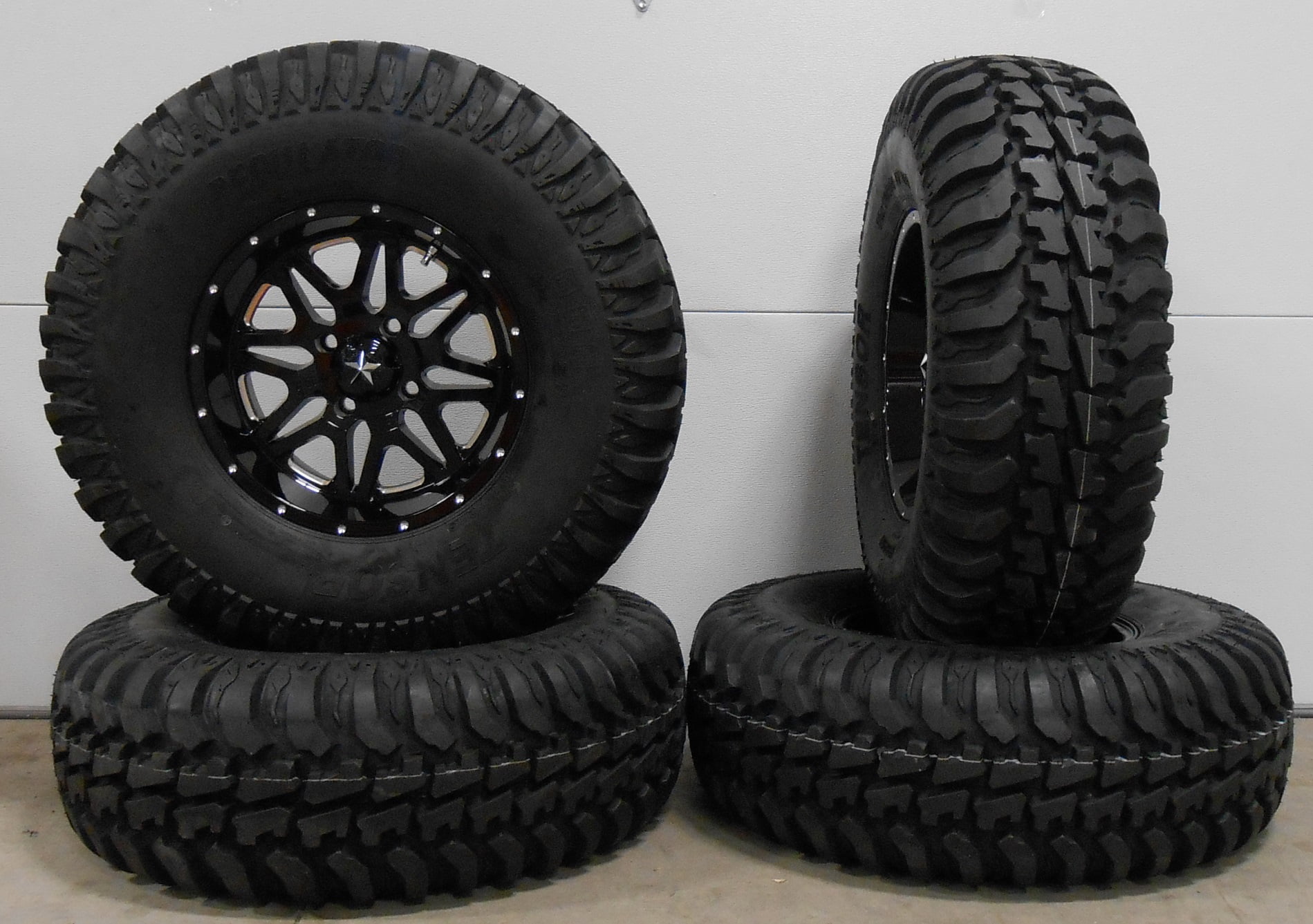 MSA Black Vibe 14" UTV Wheels 30" Regulator Tires Yamaha Viking ...