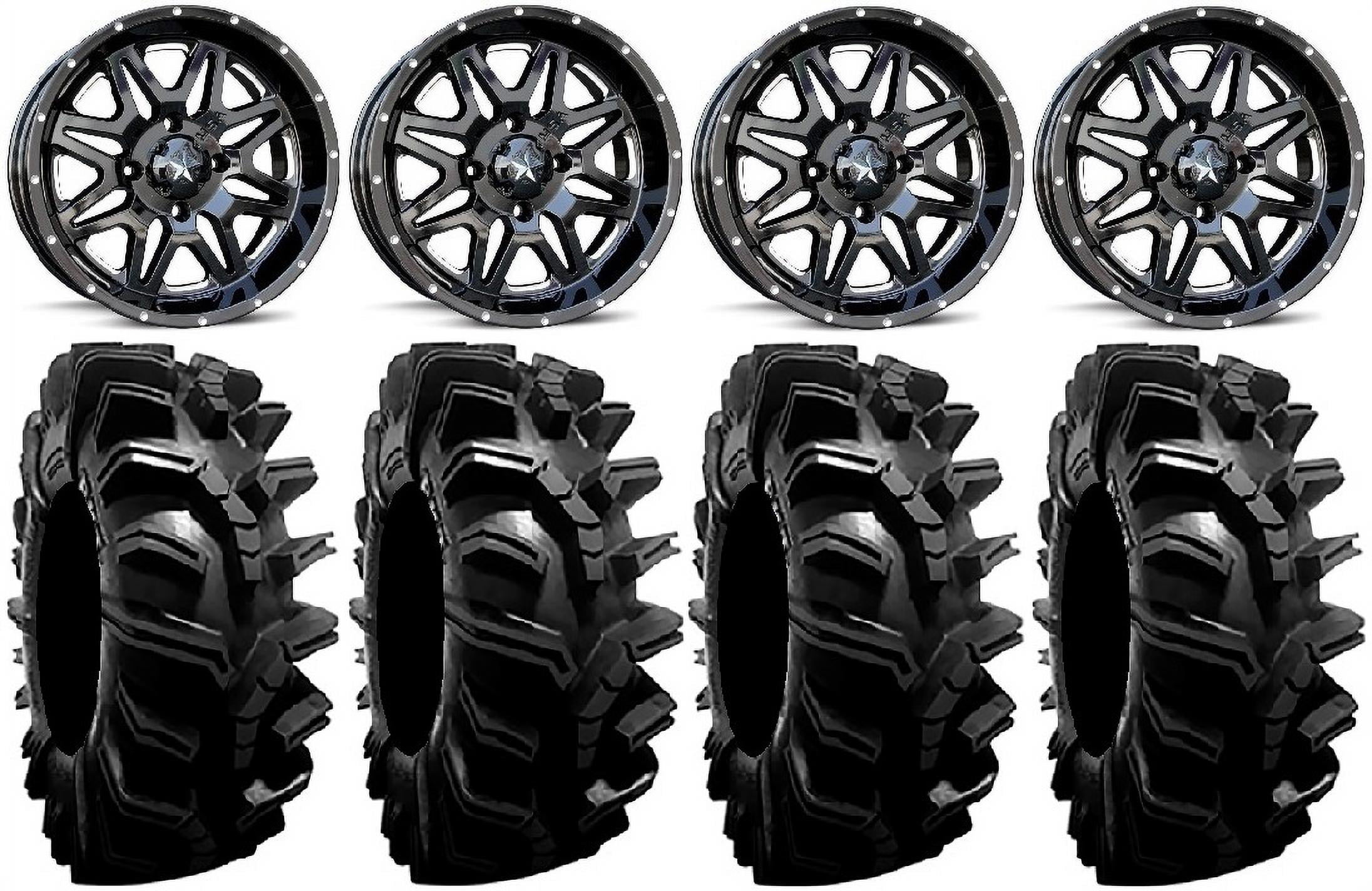 MSA Black Vibe 14" UTV Wheels 32" BogMax Tires Yamaha Viking Wolverine YXZ1000R CFMoto ZForce ...