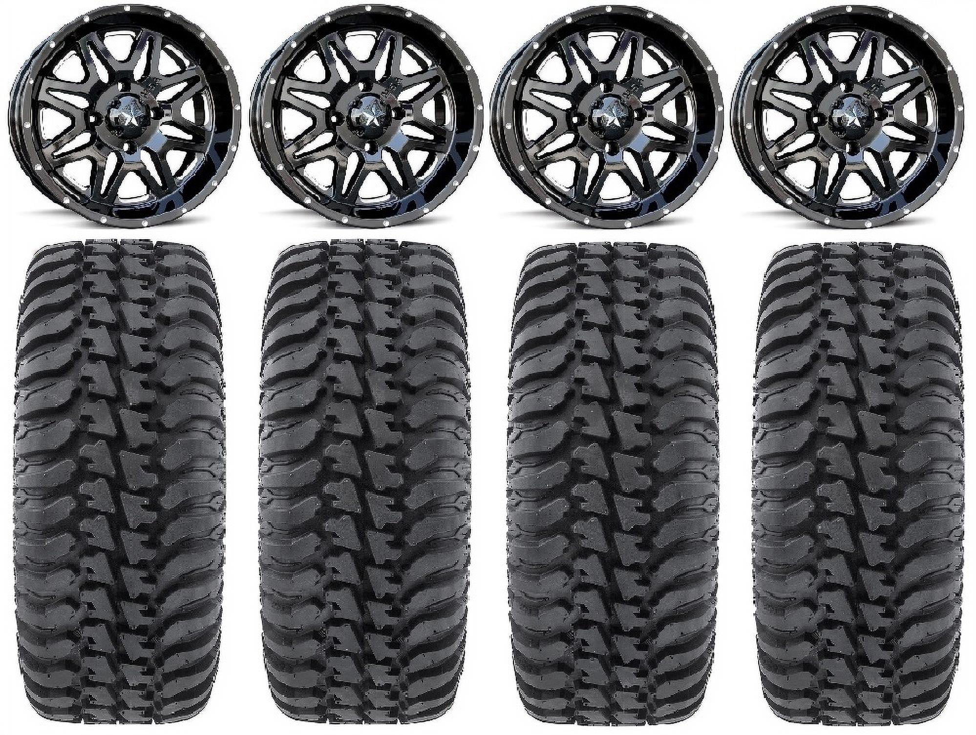 MSA Black Vibe 14" UTV Wheels 32" Regulator Tires Yamaha Viking ...