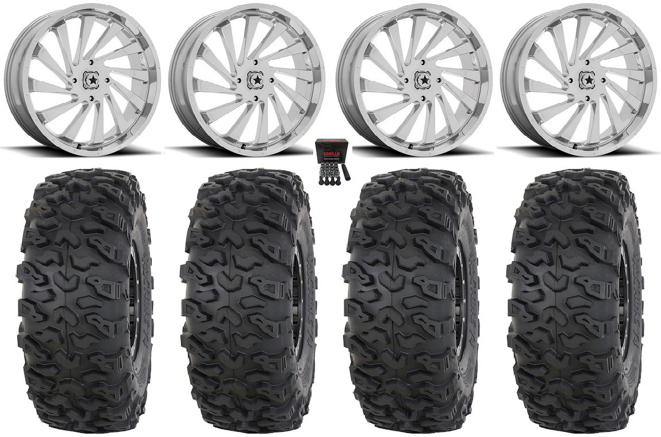 MSA Blade 18" Wheels Chrome 35" Roctane T4 Tires Can-Am Maverick X3 ...