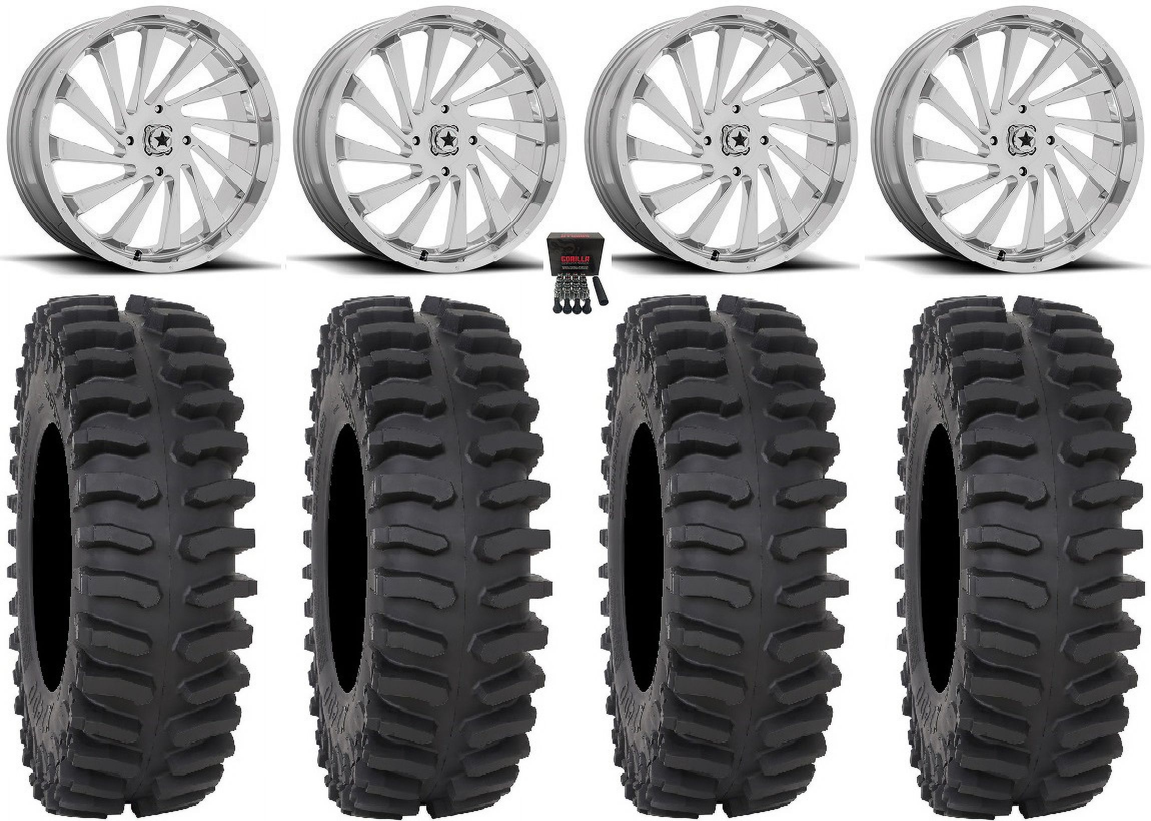 MSA Blade 18" Wheels Chrome 35" XT400 Tires Can-Am Maverick X3 / Honda ...