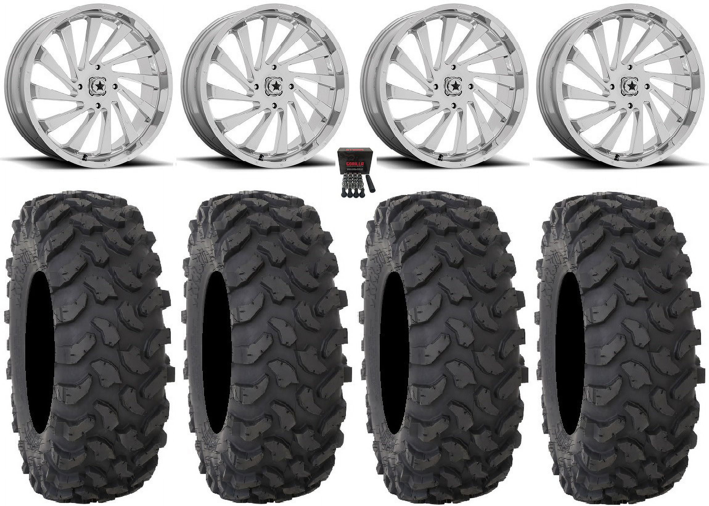 "MSA Blade 18"" Chrome ATV/UTV Wheels with 35"" XTR370 Tires for ...