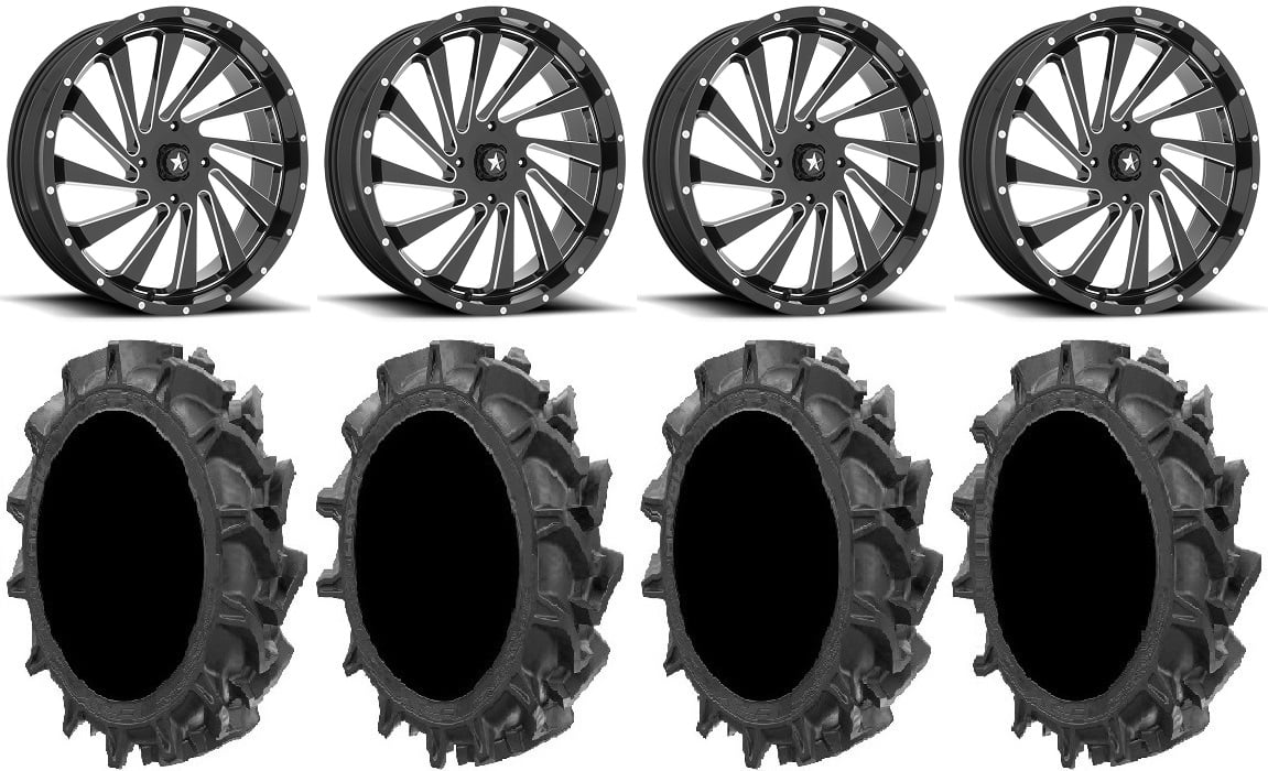 MSA Blade 18" Wheels Milled 32" MotoHavok Tires Can-Am Maverick X3 ...