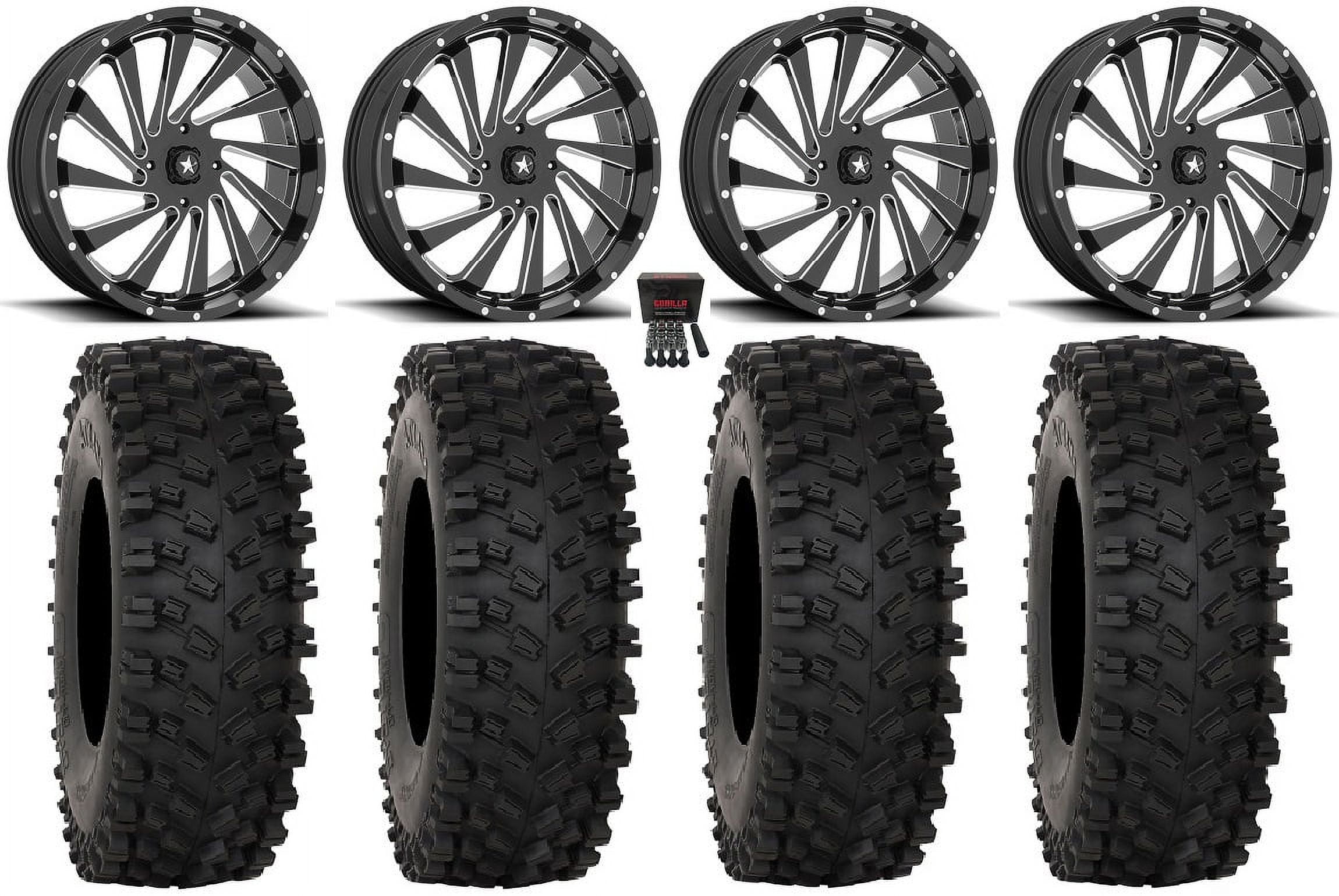 MSA Blade 18" Wheels Milled 35" ATX470 Tires Can-Am Commander Maverick ...