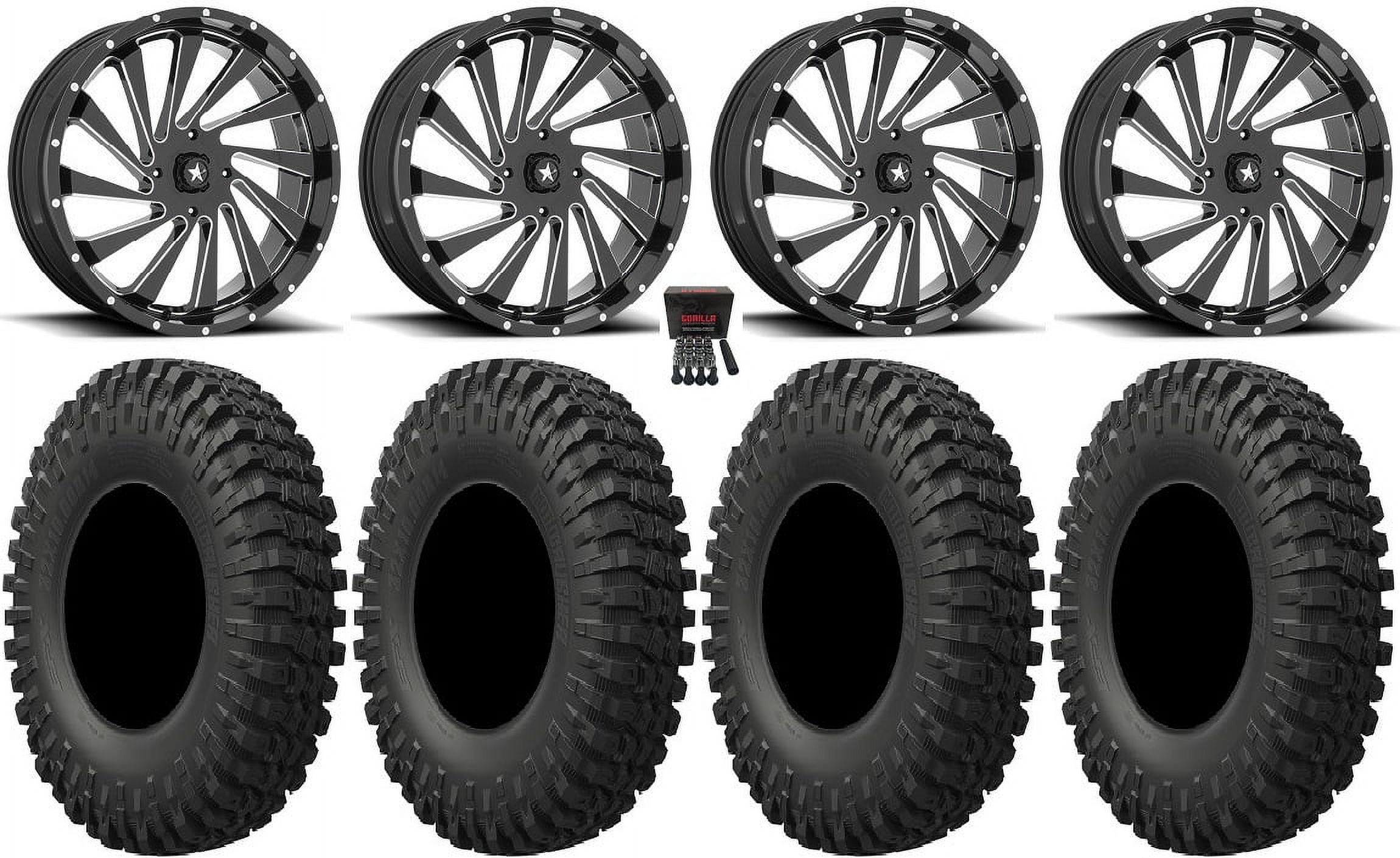 MSA Blade 18" Wheels Milled 40" MotoCrusher Tires Sportsman RZR Ranger ...